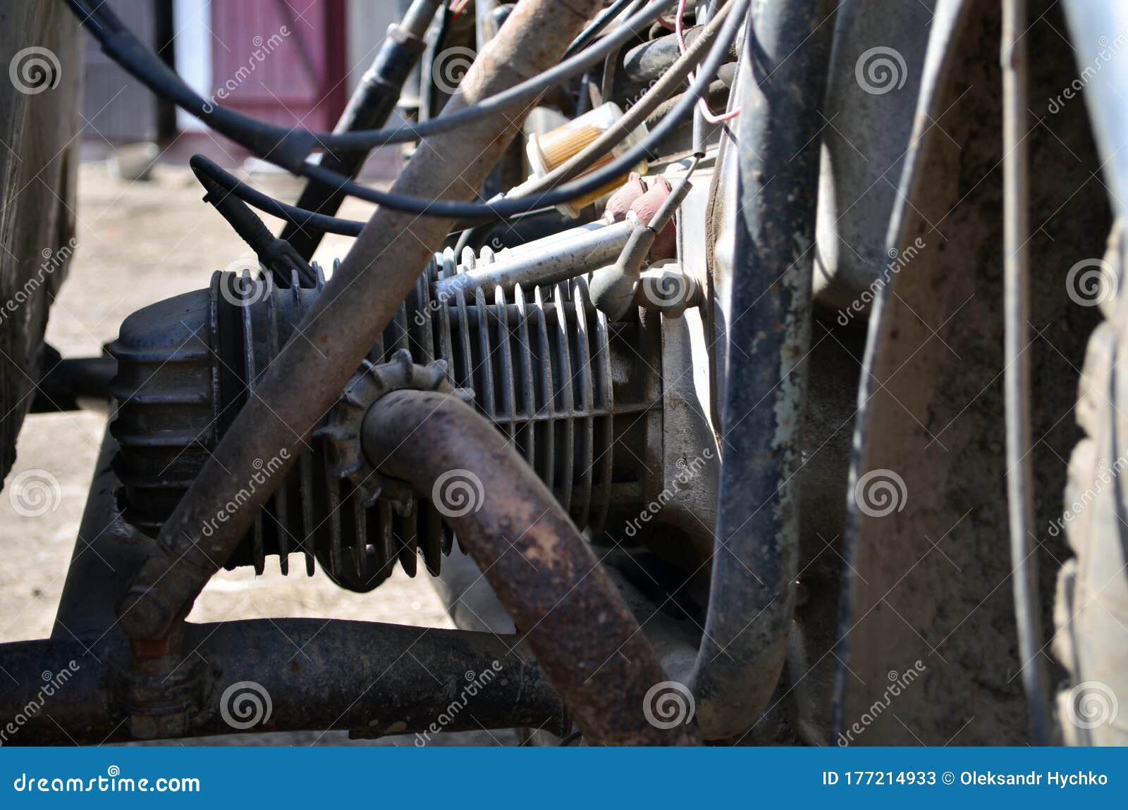 Engine of Old Motocycle Dnepr-11 Stock Image - Image of wheel, steel ...