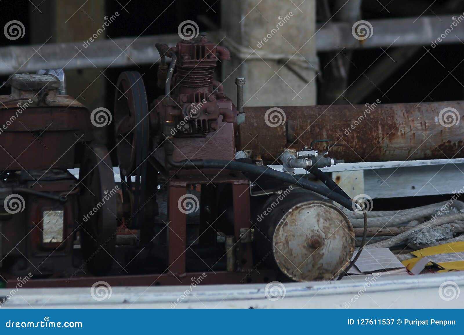 Engine of the old ship stock image. Image of engines - 127611537