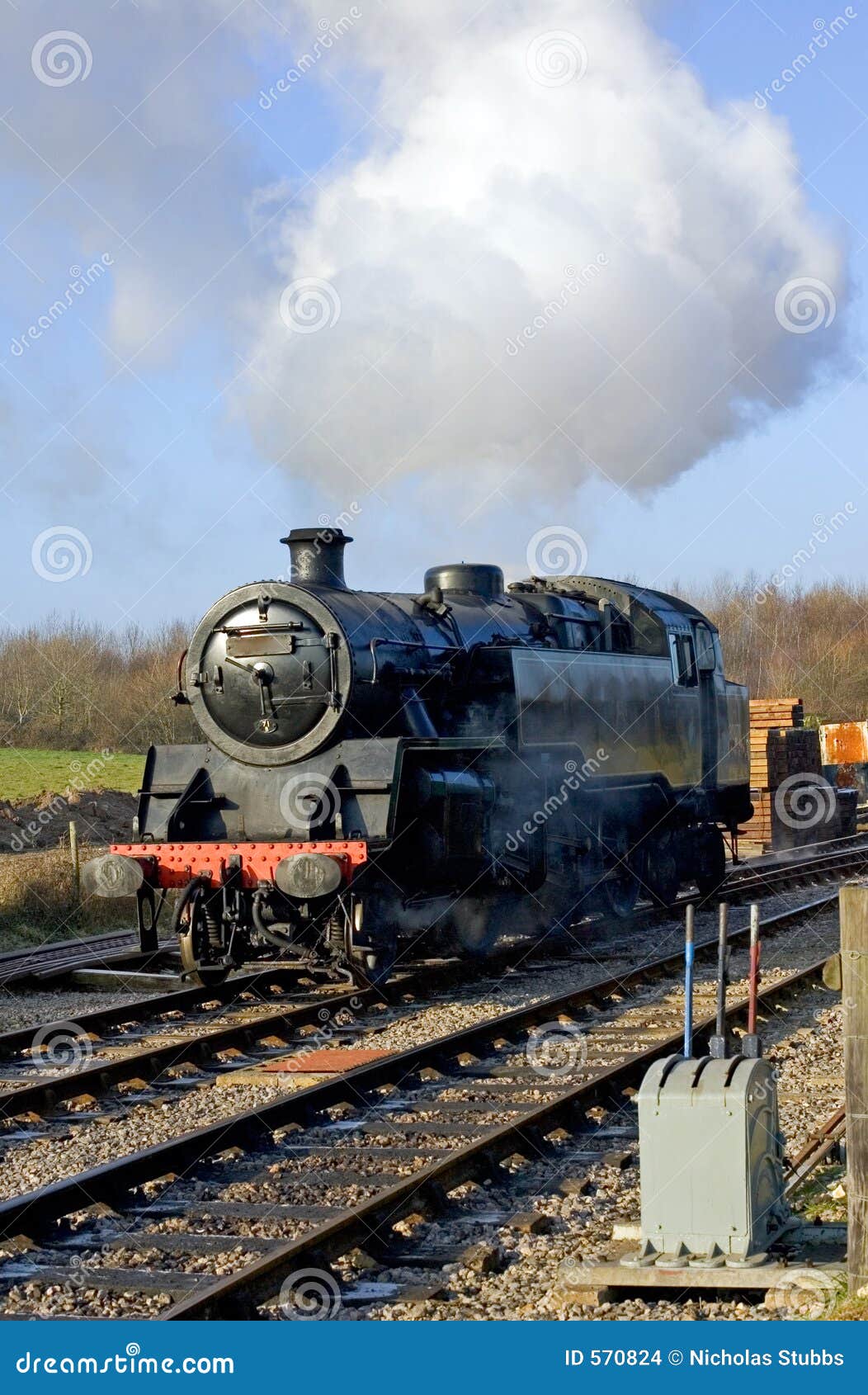 Engine of Old Steam Train at Swanage Castle in Wareham, Dorset Stock ...