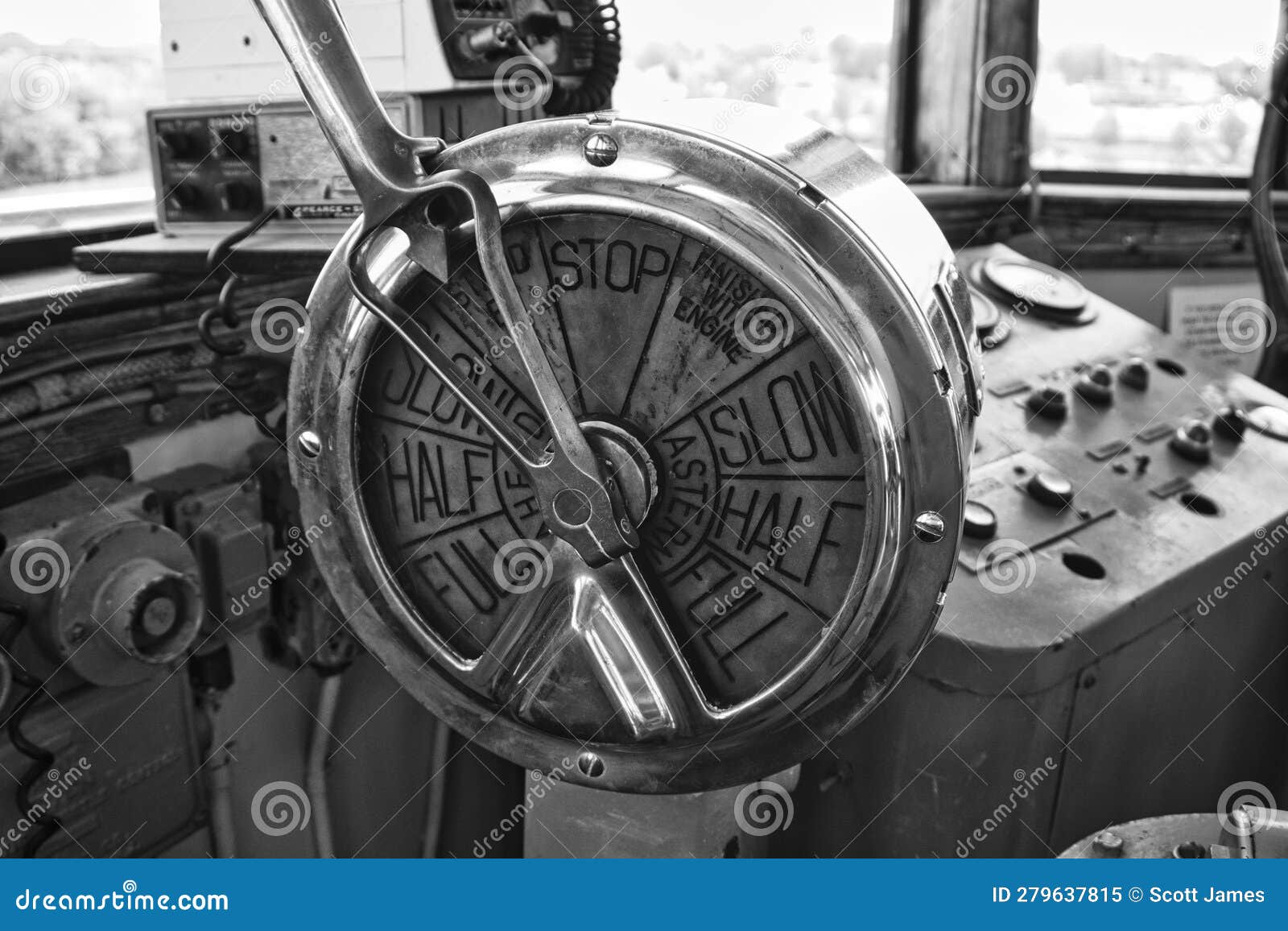 An Engine Order Telegraph or E.O.T Black and White Stock Image - Image ...