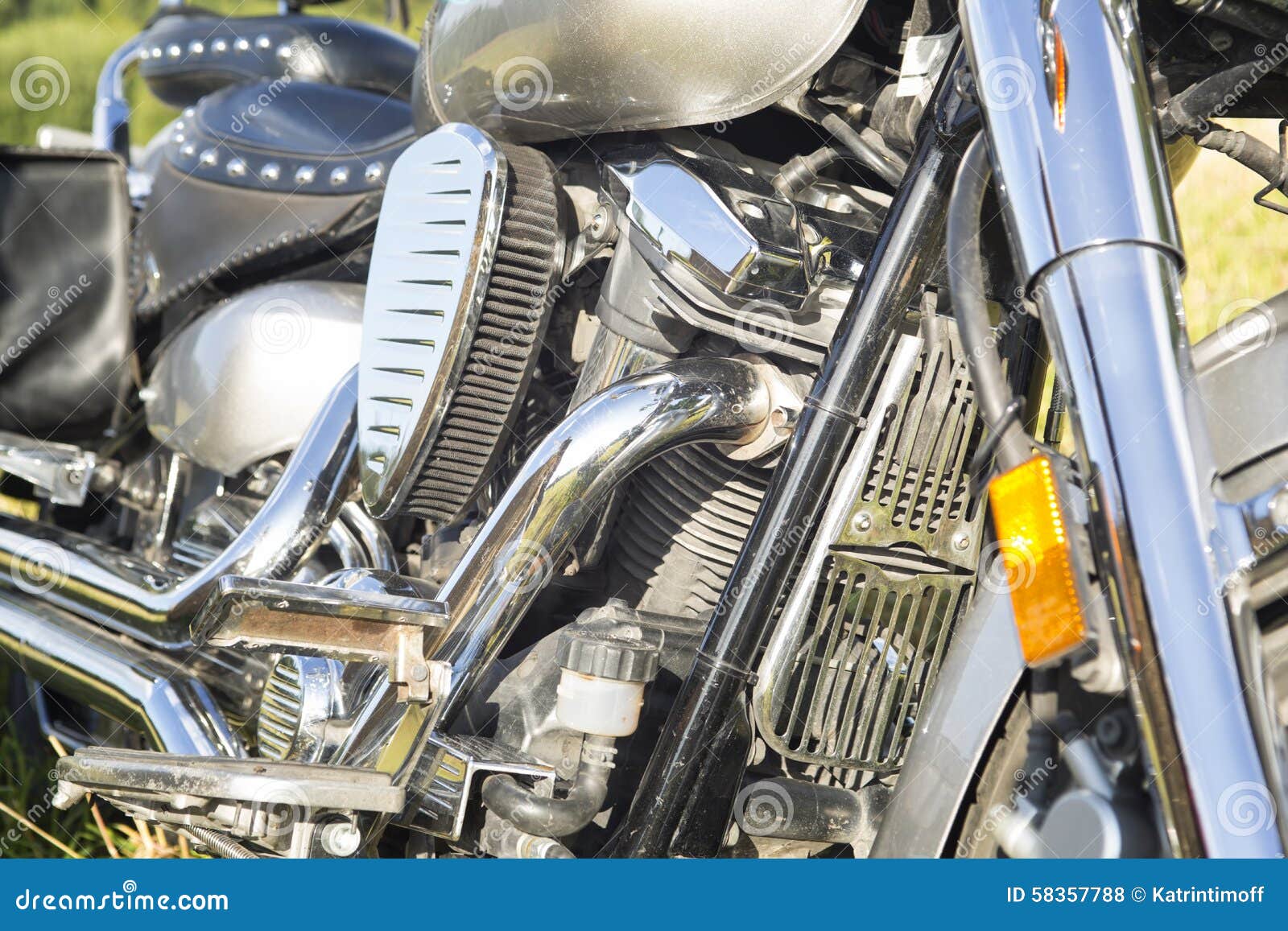 Engine and Other Chrome Parts of Motorcycle. Stock Photo - Image of ...