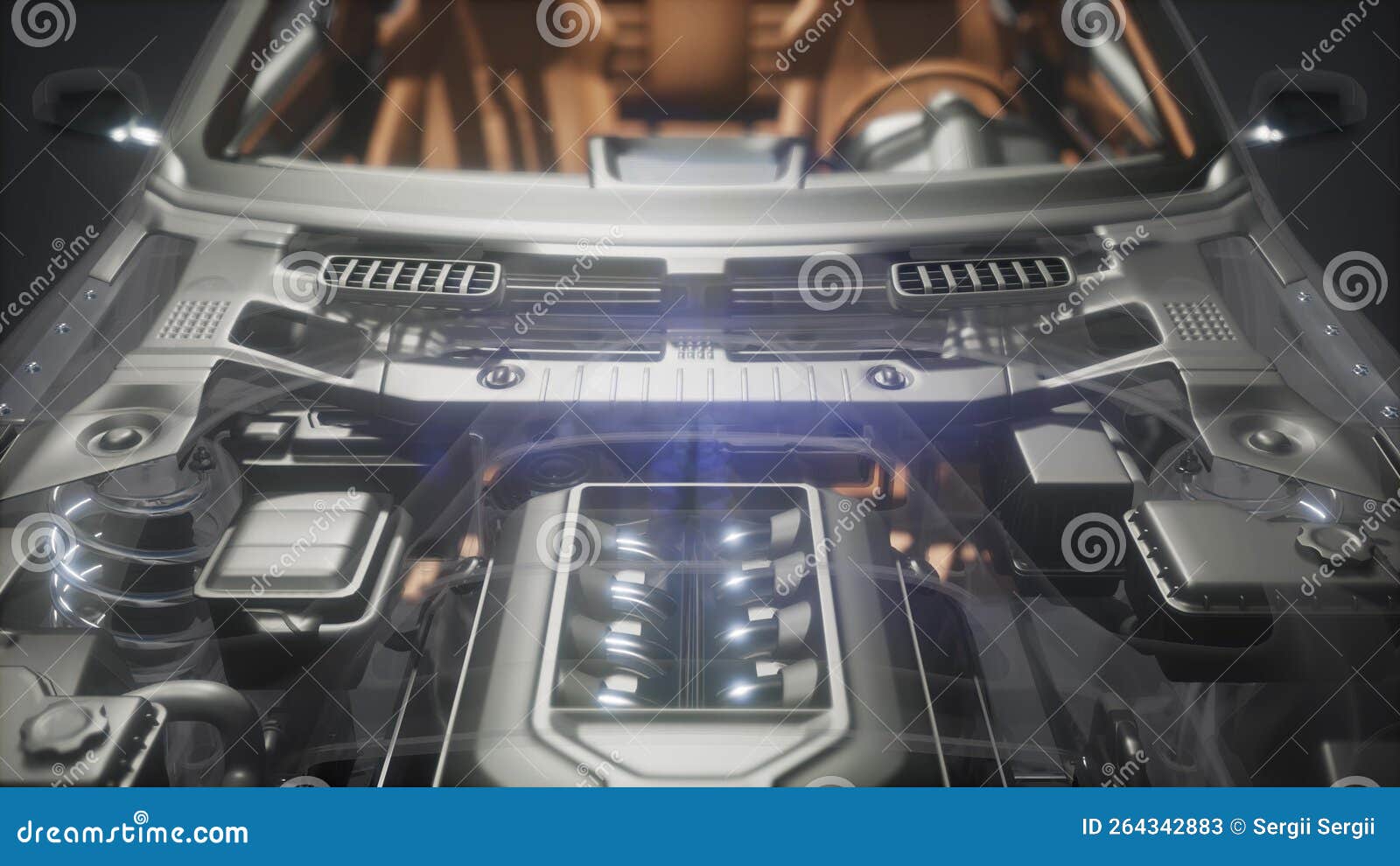 Engine and Other Parts Visible in Car Stock Illustration - Illustration ...