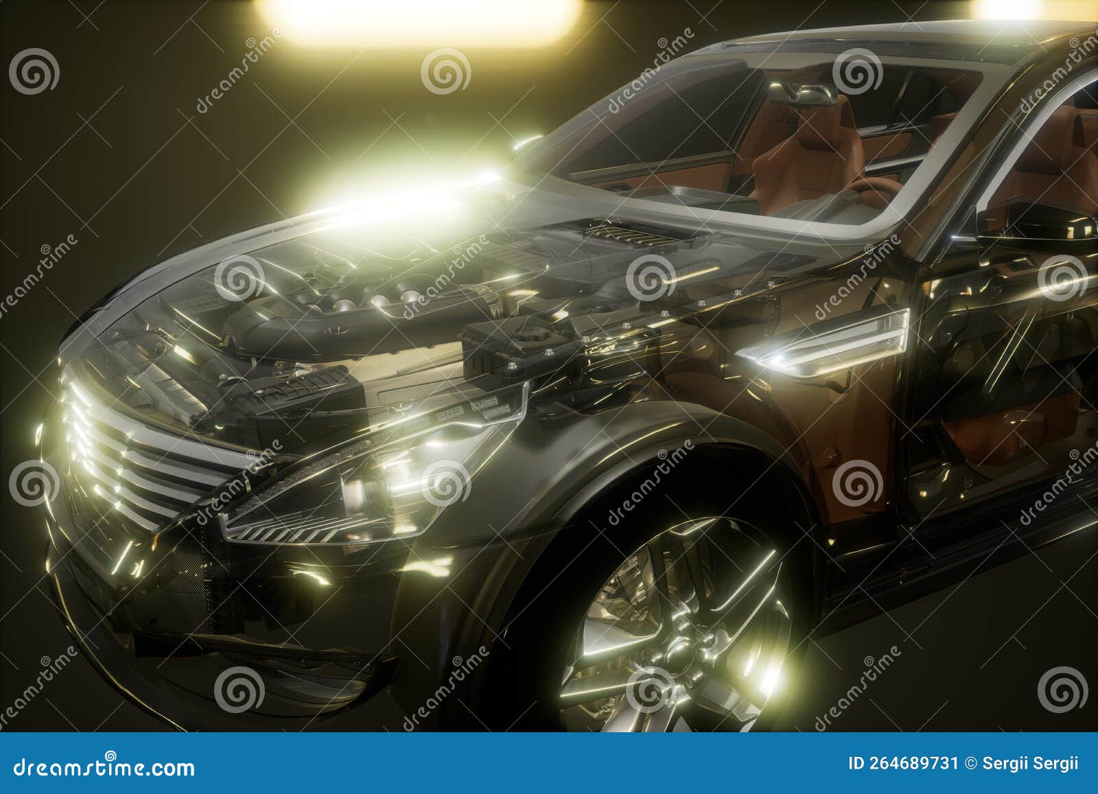 Engine and Other Parts Visible in Car Stock Illustration - Illustration ...