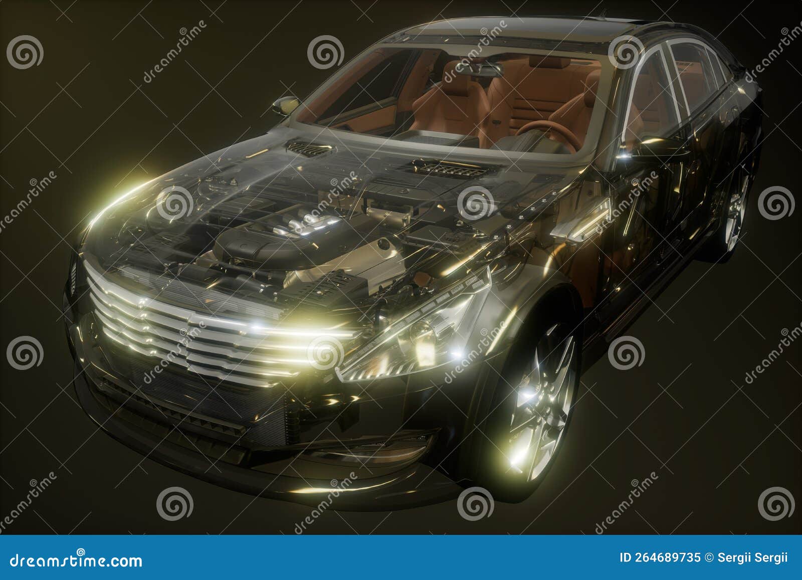 Engine and Other Parts Visible in Car Stock Illustration - Illustration ...