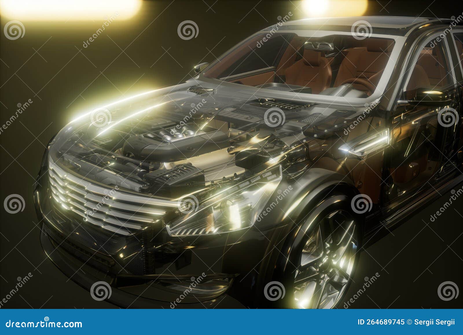 Engine and Other Parts Visible in Car Stock Illustration - Illustration ...