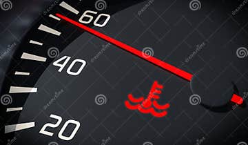 Engine Overheating Control. Coolant Warning Light in Car Dashboard ...