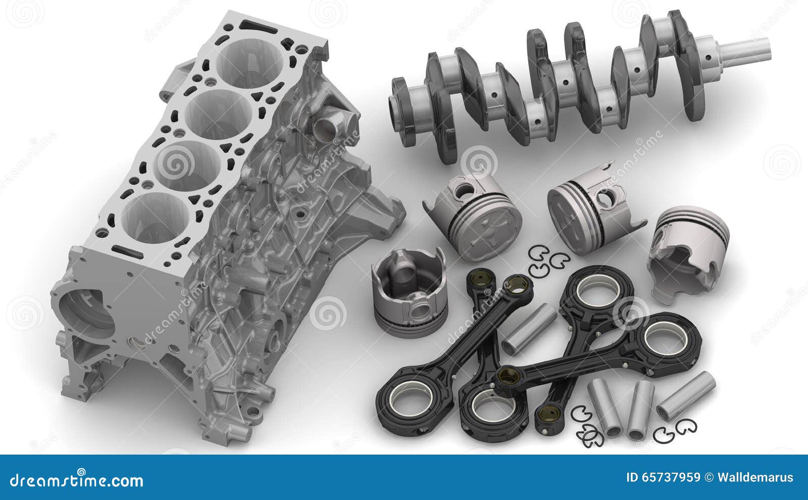 Engine Parts Lie on a White Surface Stock Illustration - Illustration ...