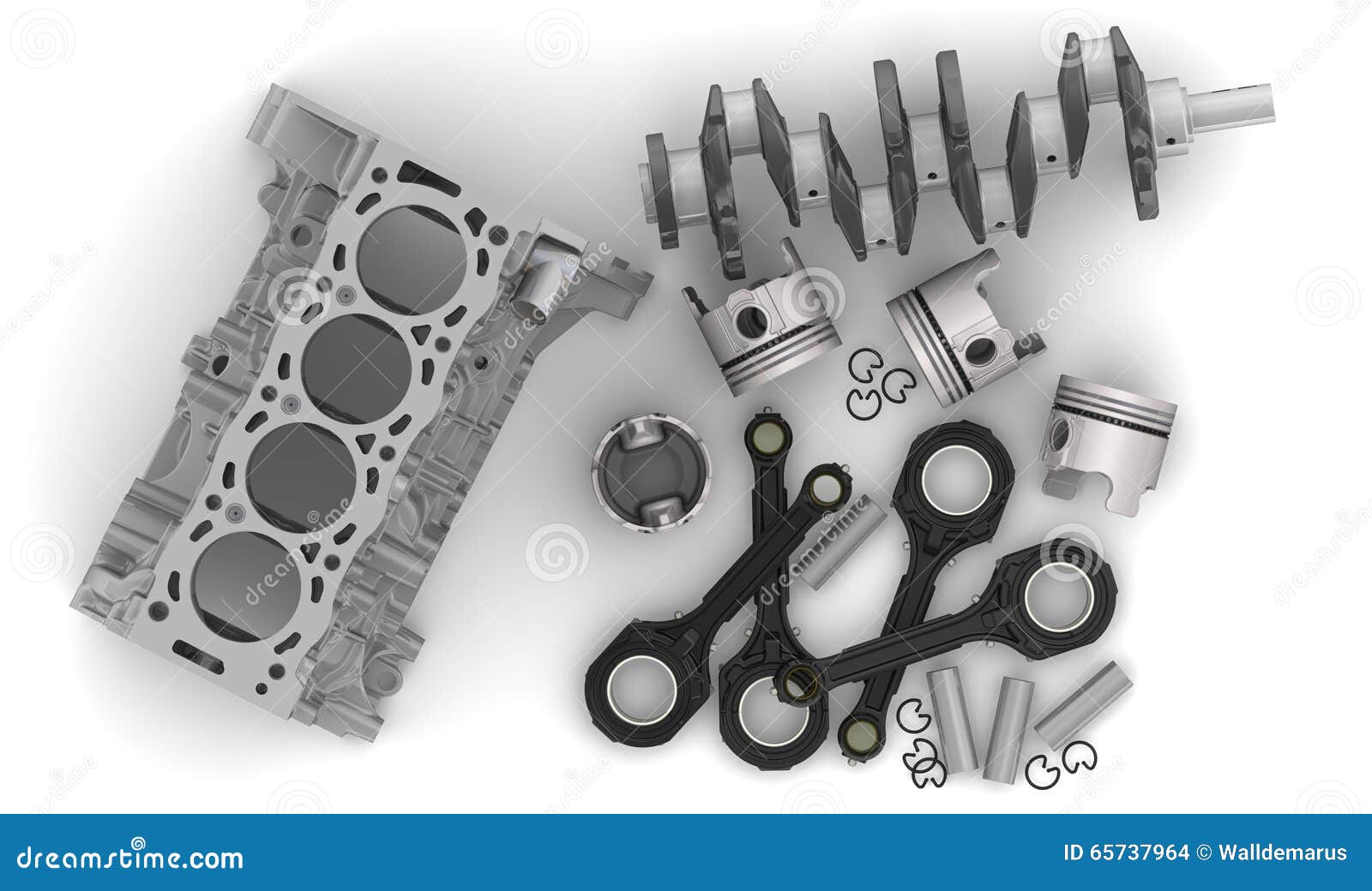 Engine Parts Lie on a White Surface Stock Illustration - Illustration ...
