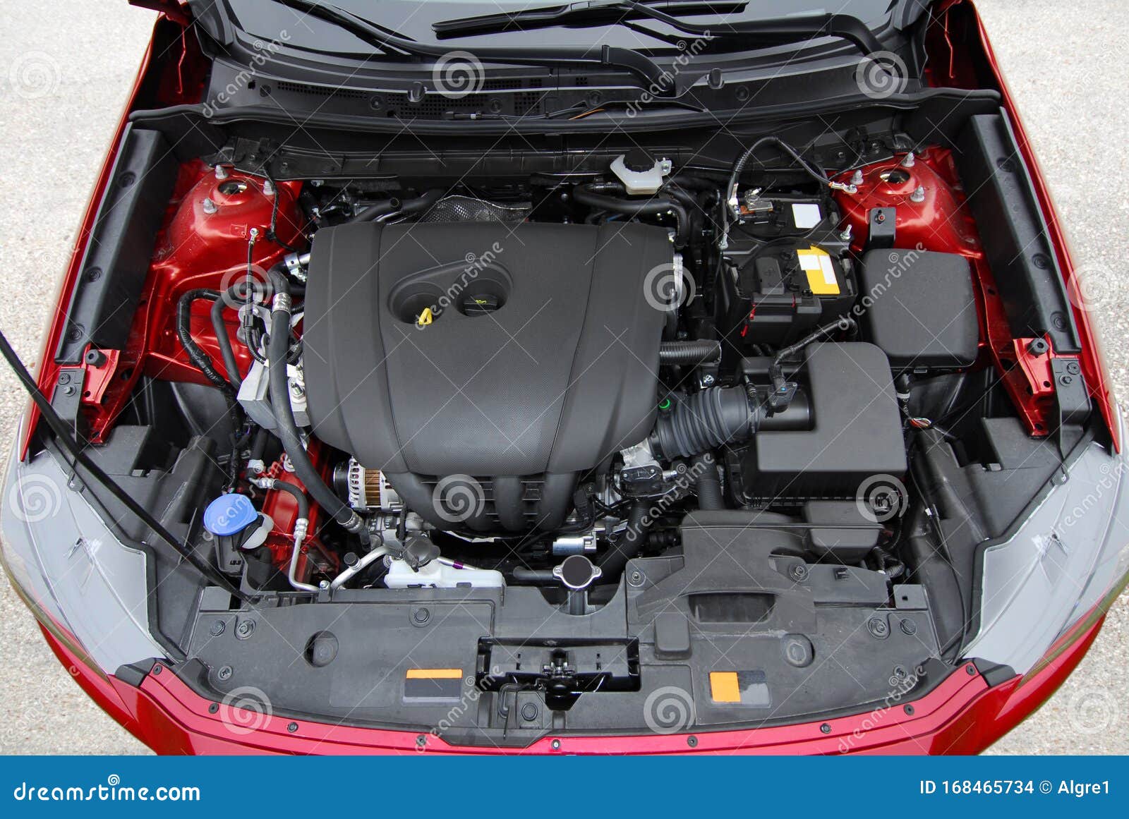 Engine in a passenger car stock photo. Image of engine - 168465734