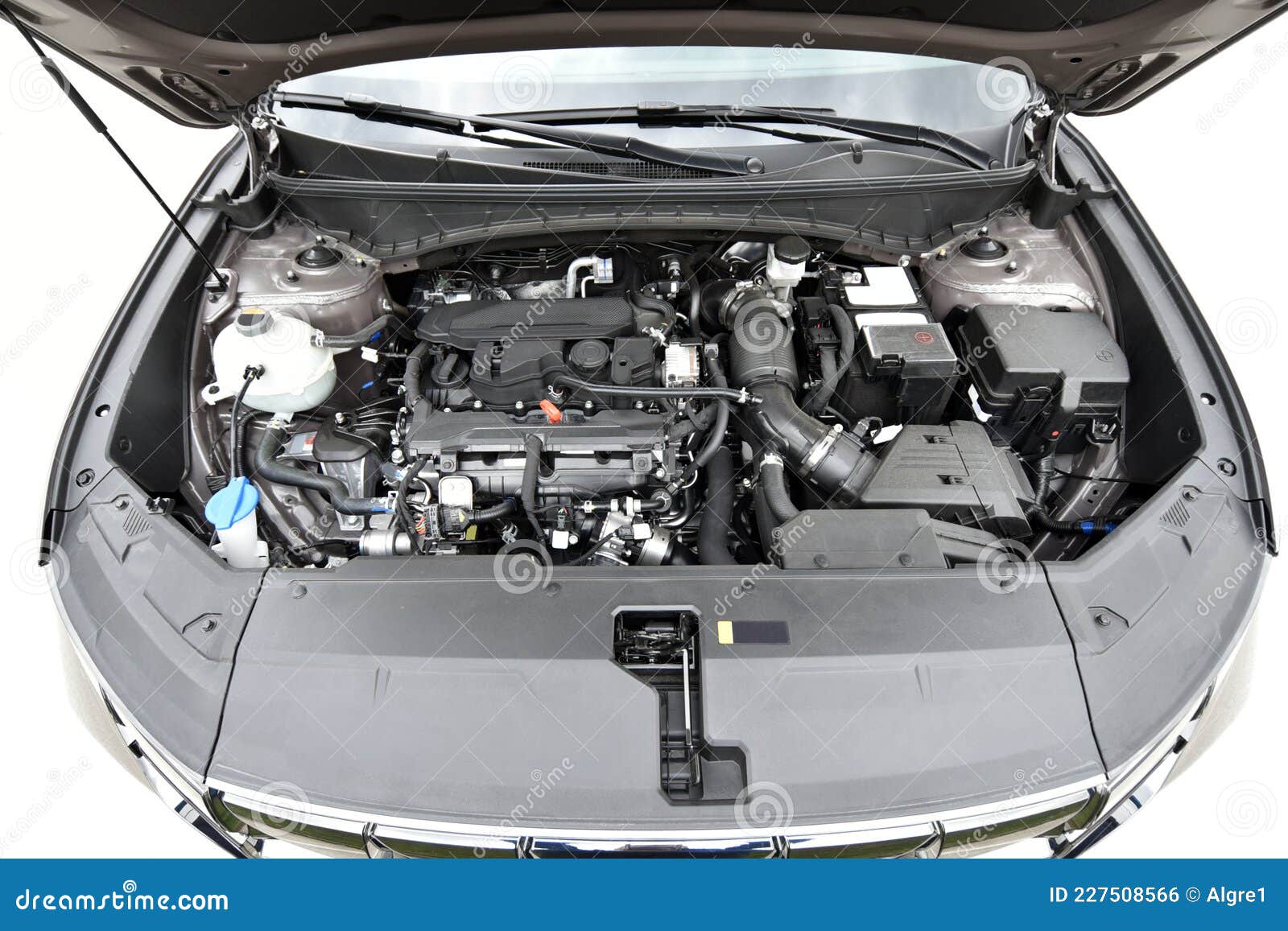 Engine in a passenger car stock photo. Image of industrial - 227508566