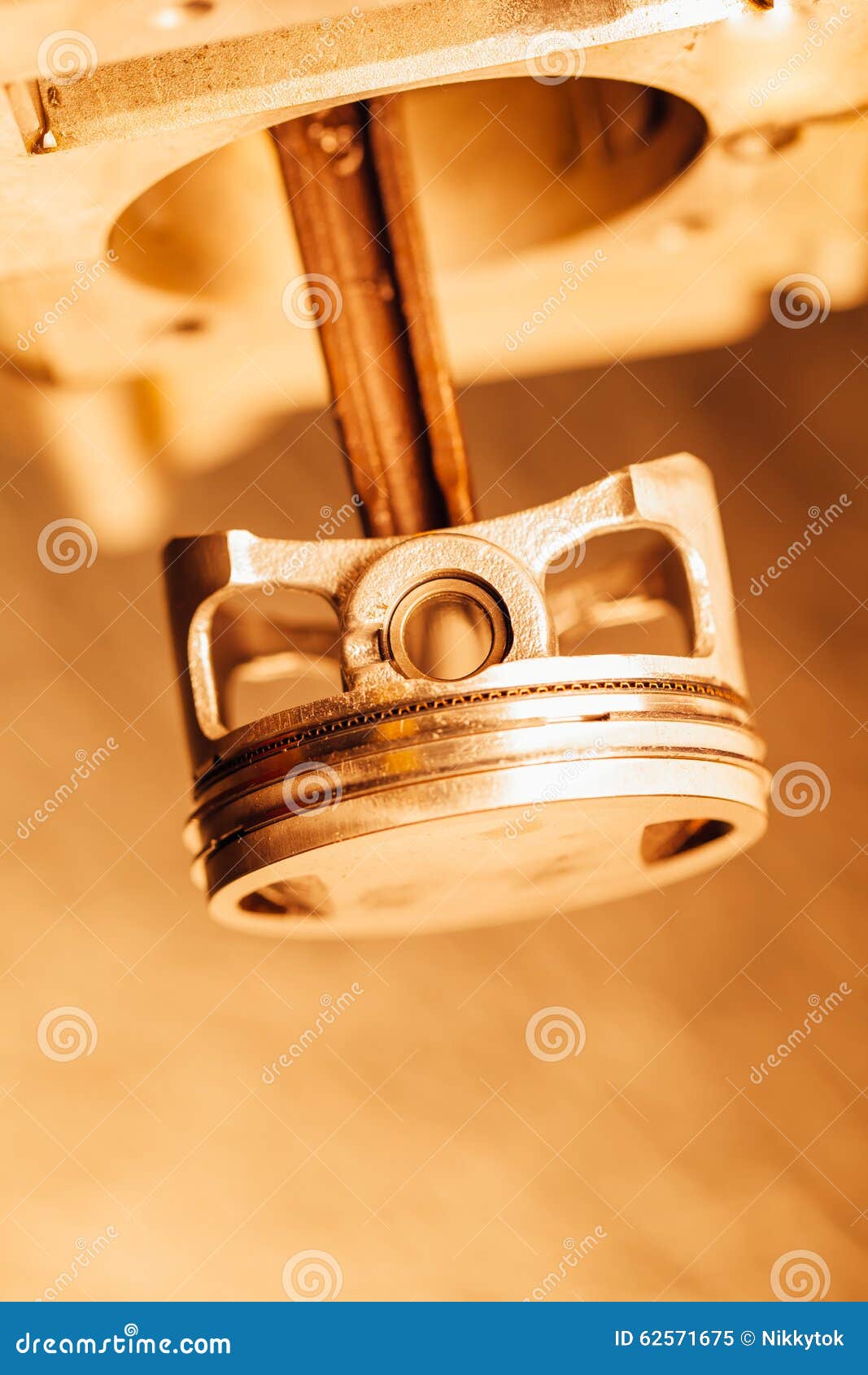 Engine Piston, Closeup View Stock Image - Image of automotive, gold ...