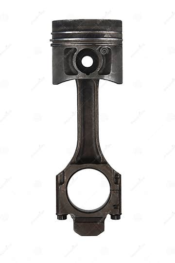 Engine Piston with Connecting Rod Isolated on White Stock Image - Image ...