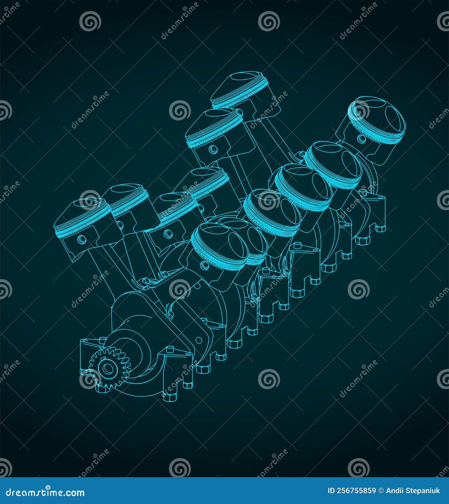 Engine Pistons on a Crankshaft Stock Vector - Illustration of ...