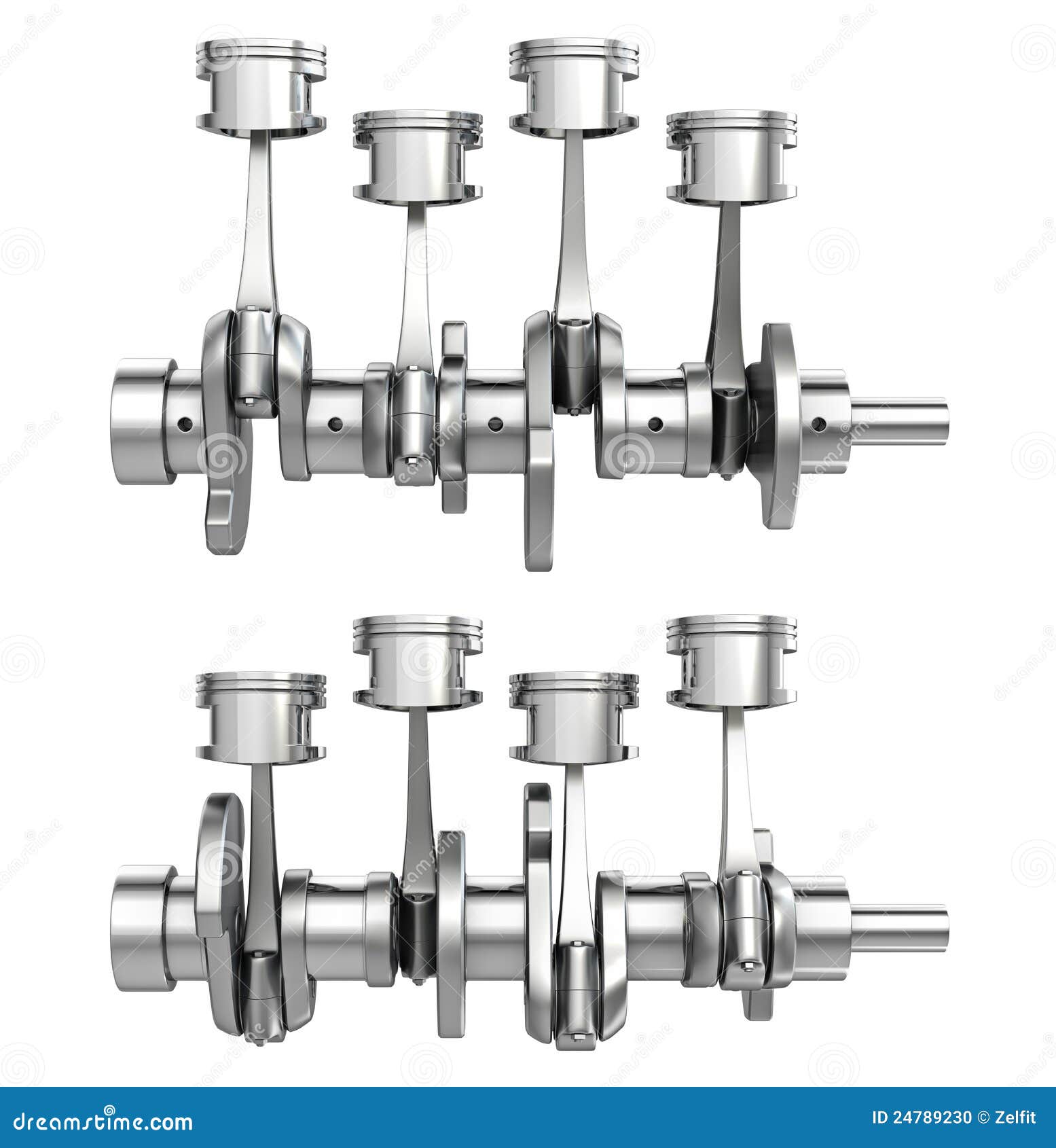Engine Pistons On A Crankshaft, Two Positions Stock Photo - Image: 24789230