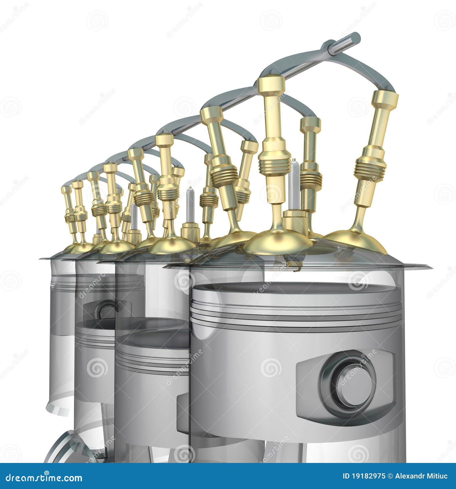 Engine Pistons, Injectors, Valves Stock Illustration - Illustration of ...