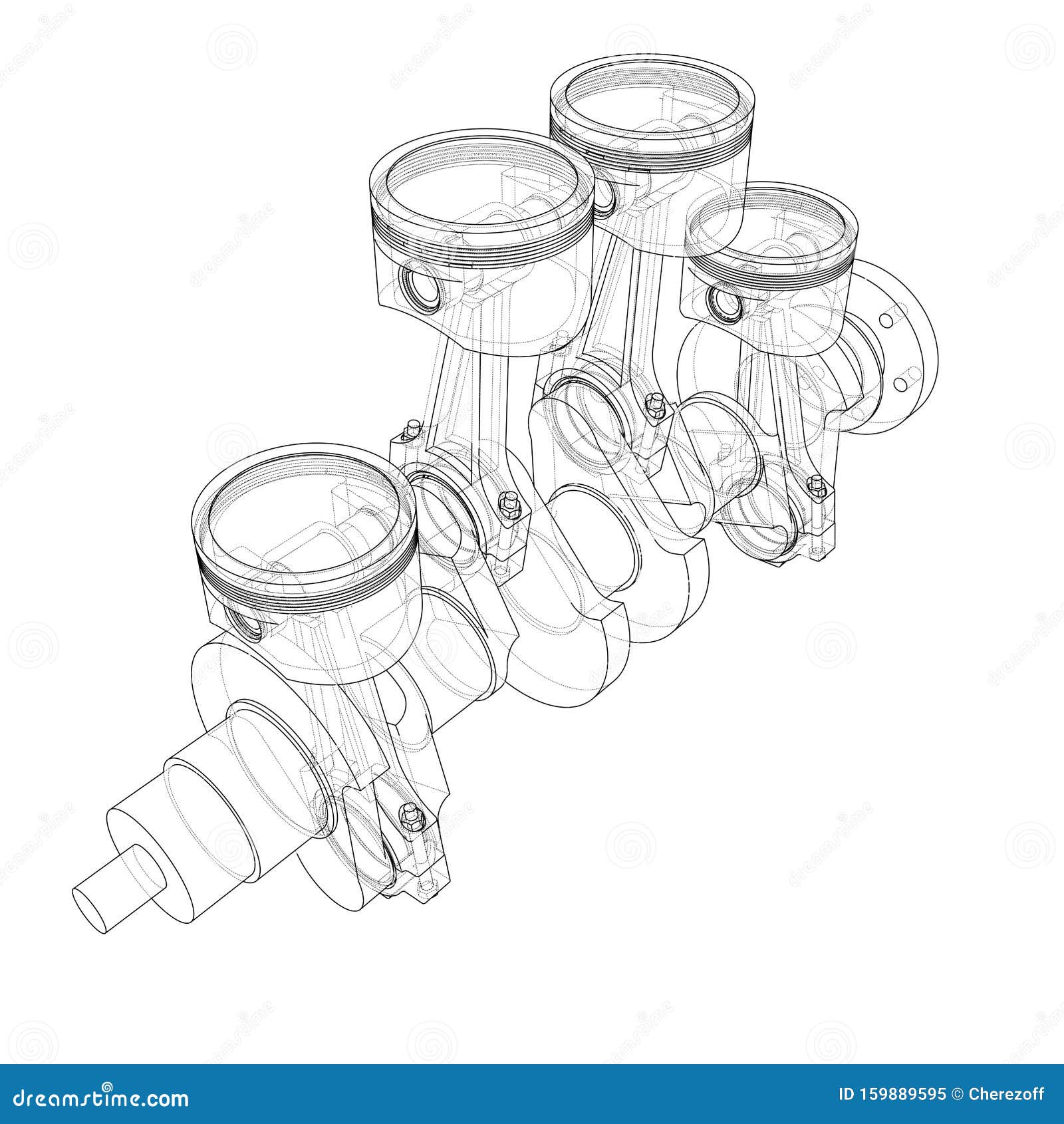 Engine Pistons Outline. Vector Rendering of 3d Stock Vector ...