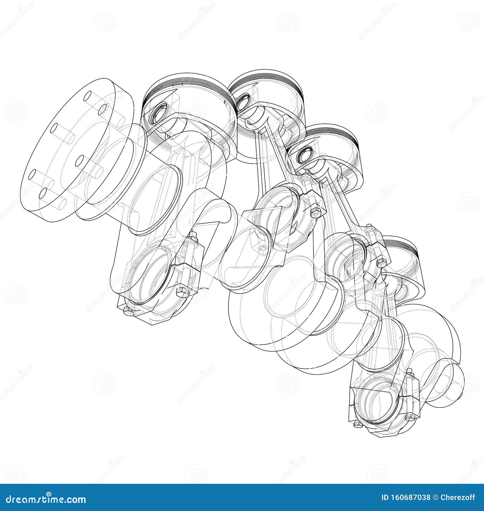 Engine Pistons Outline. Vector Rendering of 3d Stock Vector ...