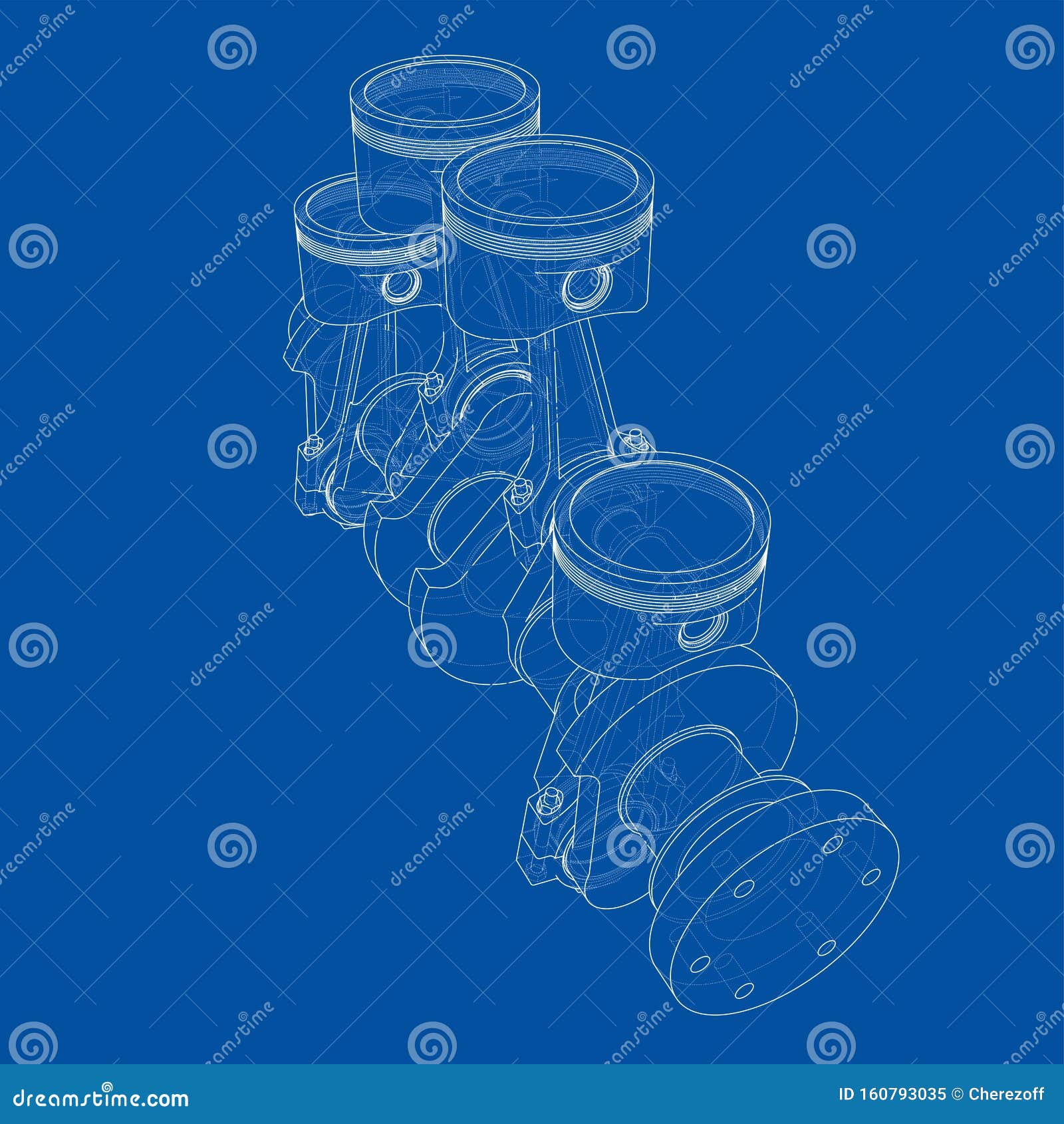 Engine Pistons Outline. Vector Rendering of 3d Stock Vector ...