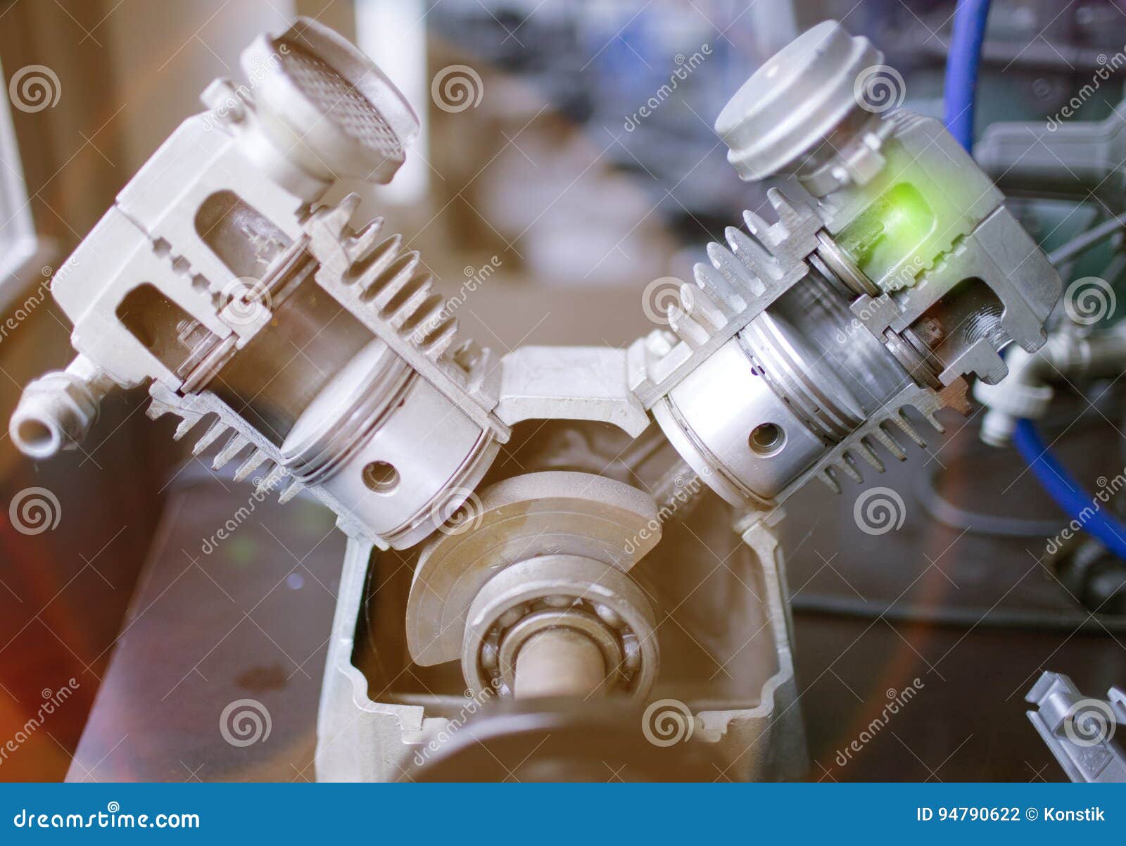 Engine Pistons in a Section, are Visible Internal Details Stock Photo ...