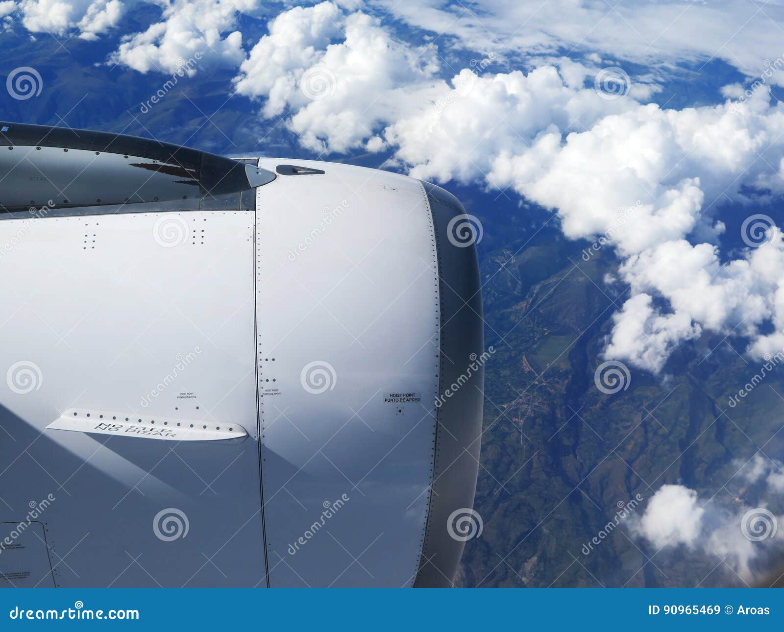 Engine of the Plane on Blue Sky Background Stock Image - Image of ...