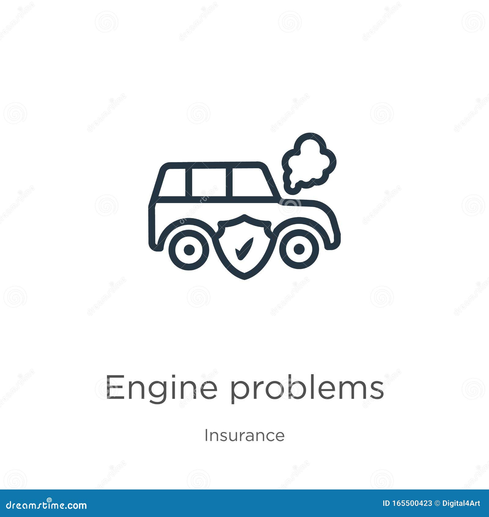 Engine Problems Icon. Thin Linear Engine Problems Outline Icon Isolated ...
