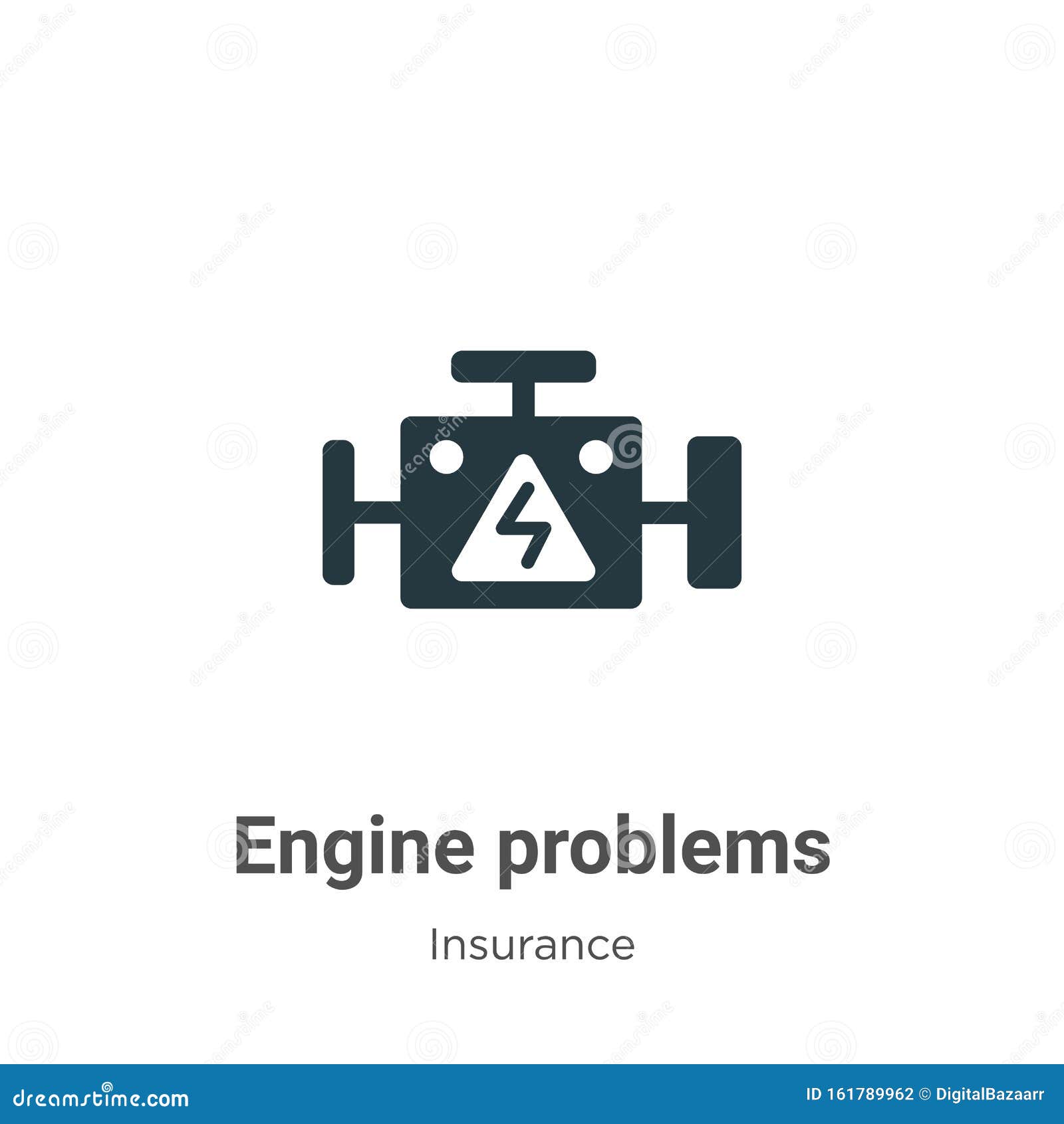 Engine Problems Vector Icon on White Background. Flat Vector Engine ...