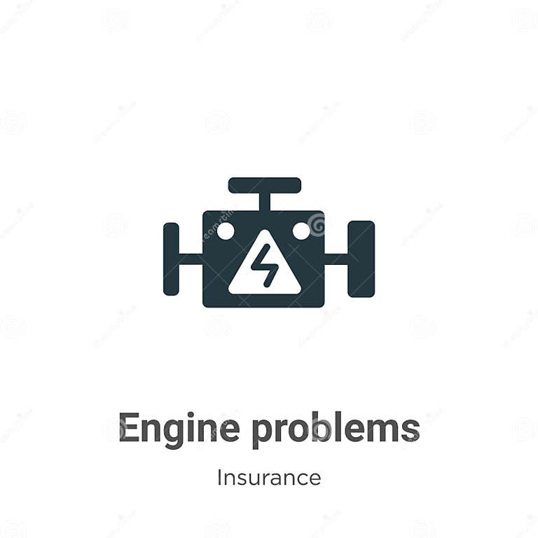 Engine Problems Vector Icon on White Background. Flat Vector Engine ...