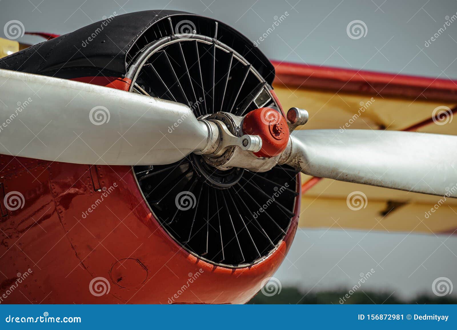 Engine and Propeller of Old Retro Airplane, Close Up Stock Image ...
