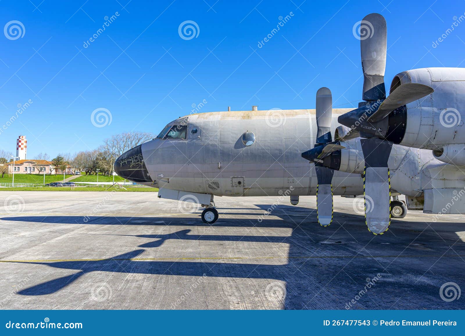 4-engine Propeller Plane on the Runway of the N1 Air Base in Pero ...