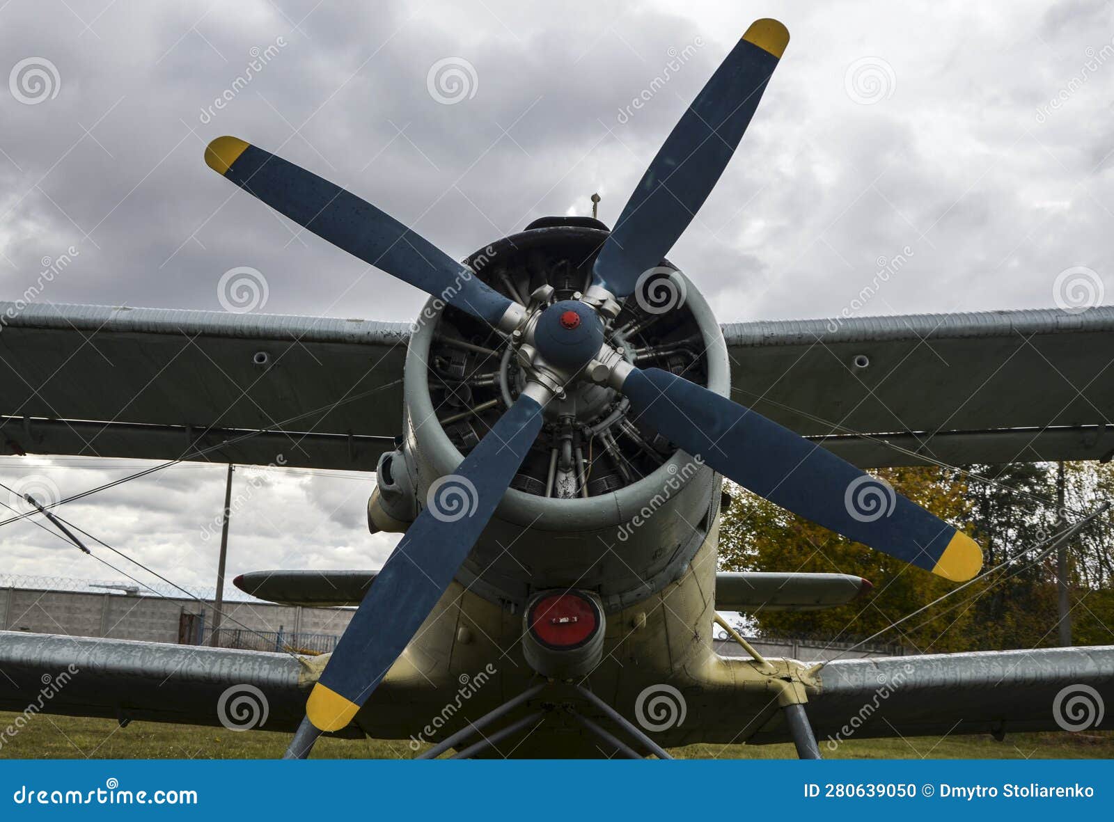 Engine, Propeller and Wing of an Old Vintage Airplane Editorial Image ...