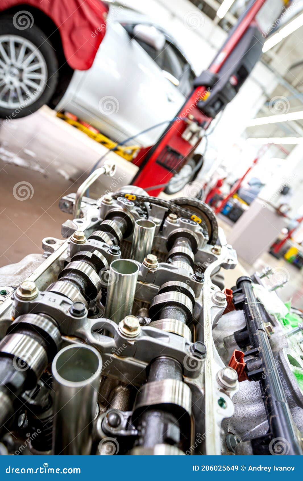 The Engine Removed from the Car is Waiting for a Bulkhead in the Car ...