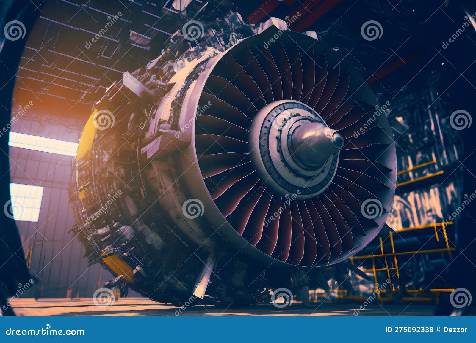 The Engine is Removed from a Passenger Jet Aircraft Being Repaired in a ...