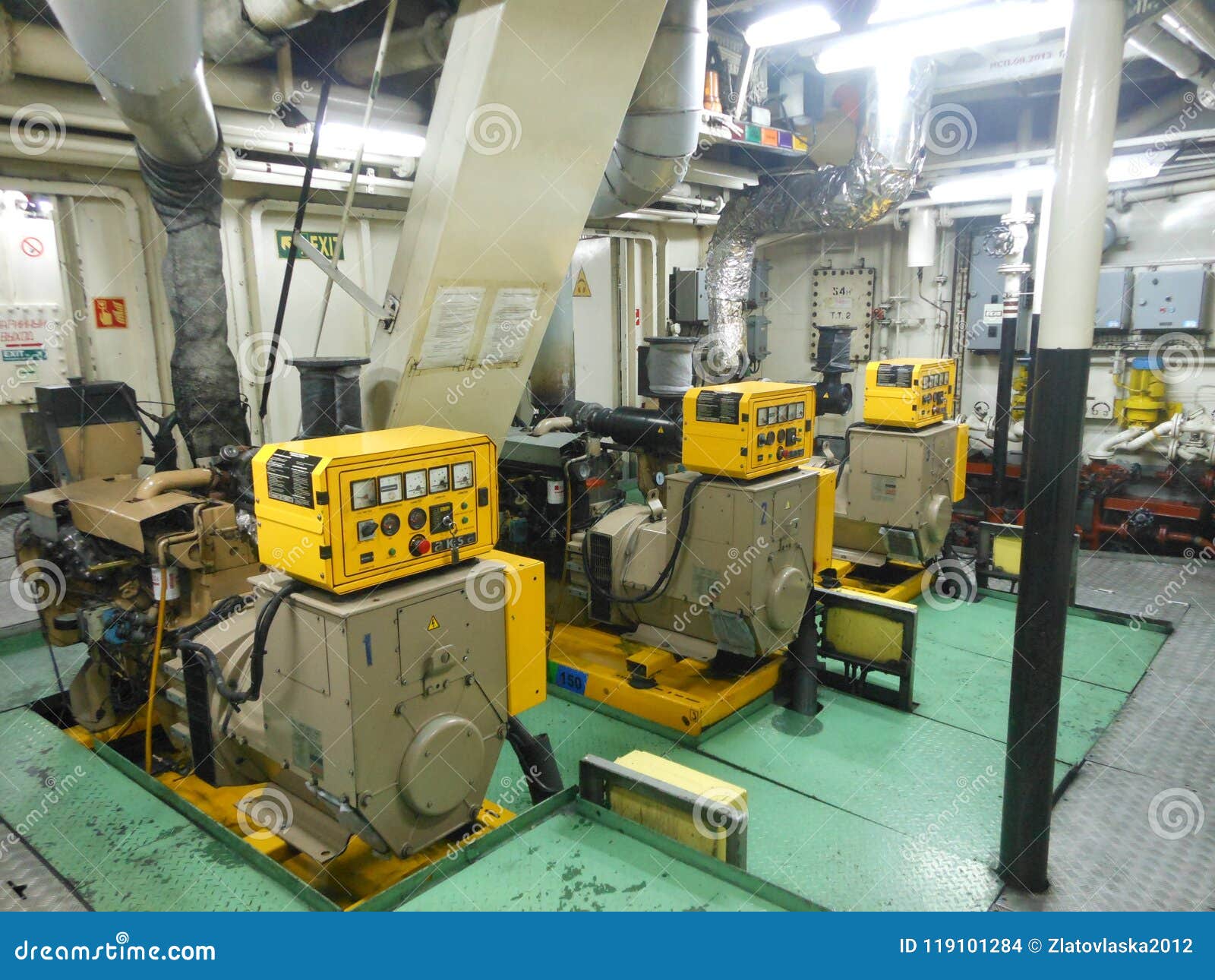 Engine Room with Diesel Generators Stock Photo - Image of machine, work ...