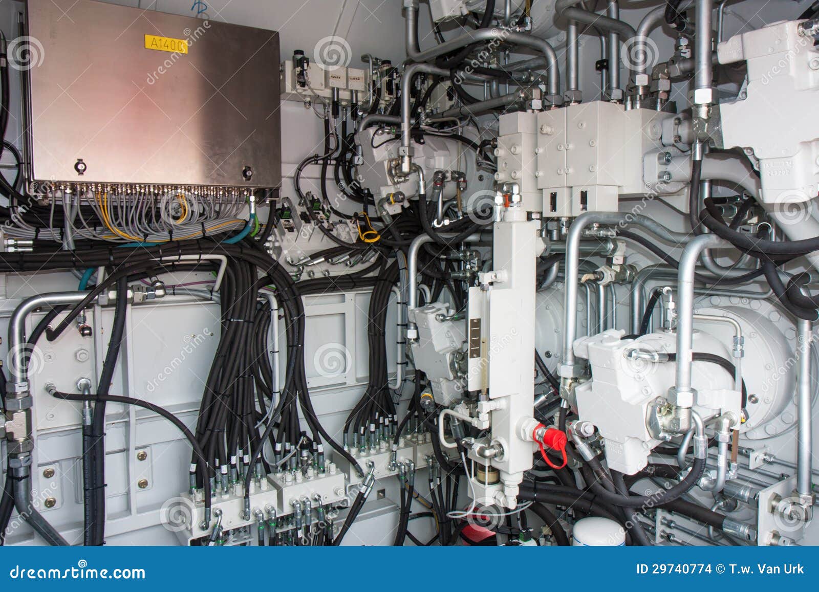 Engine Room with Pneumatic Systems Stock Photo - Image of button ...
