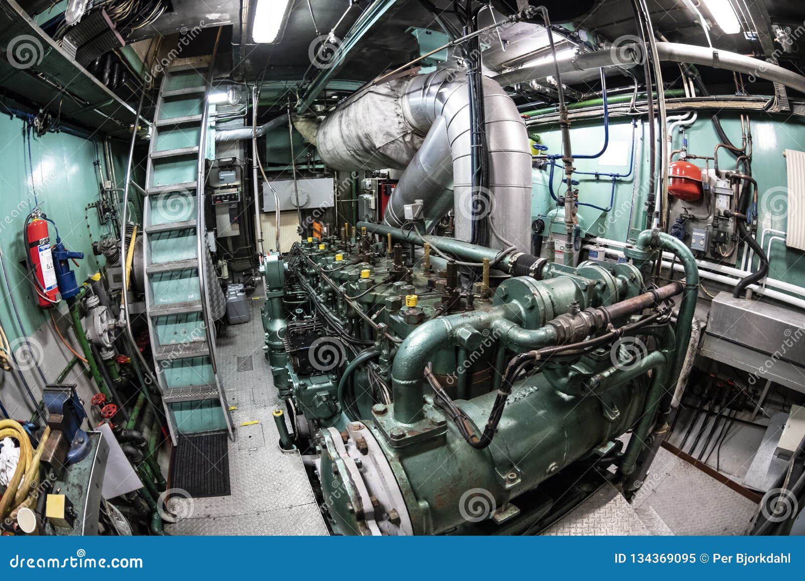Engine Room Small Ship Main Diesel Stock Image - Image of ship ...