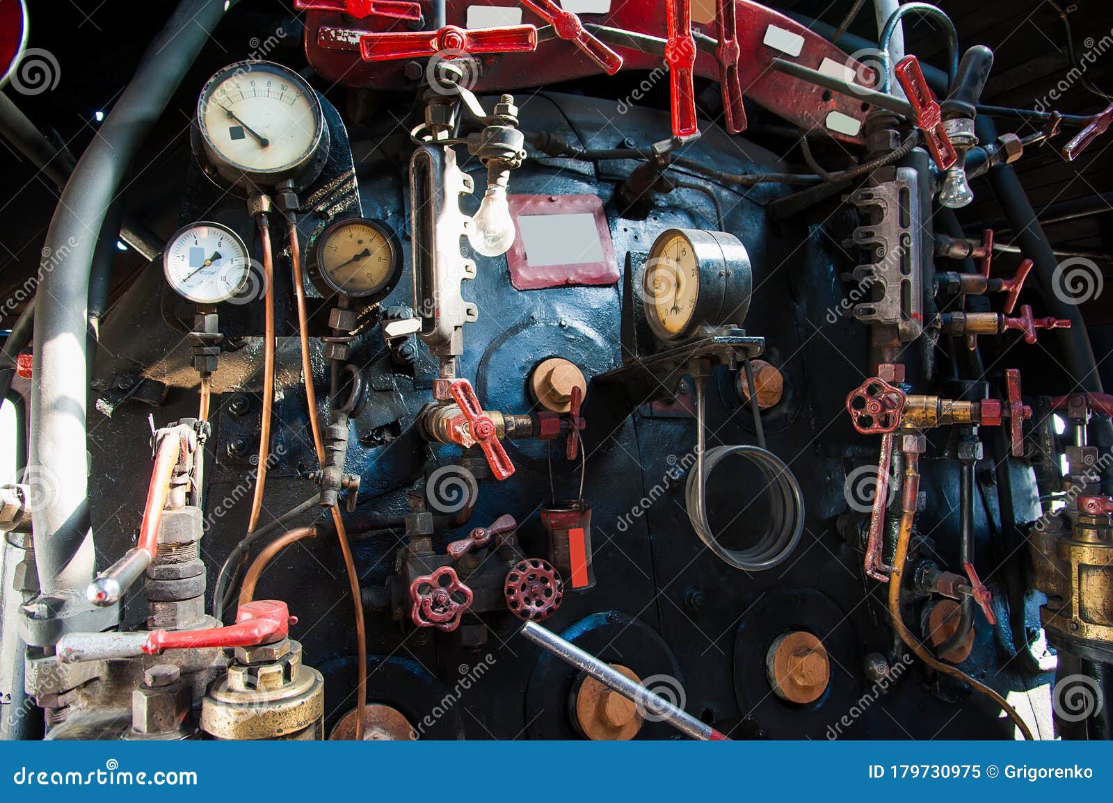 Engine room on steam train stock image. Image of steel - 179730975