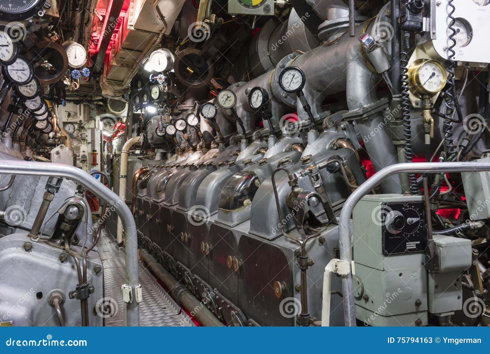 Engine room of submarine stock image. Image of room, vessel - 75794163