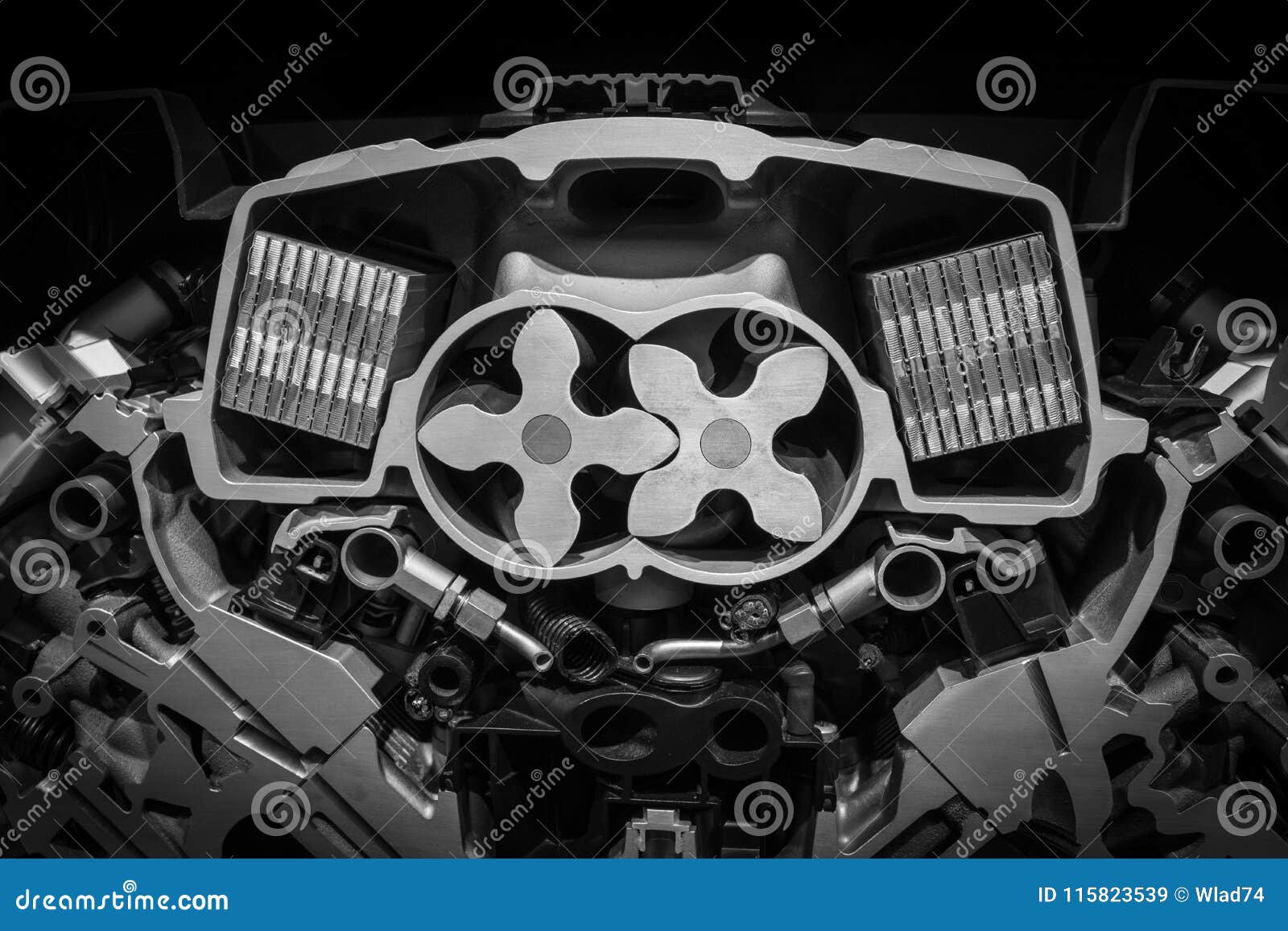 Engine with Rotor of a Modern Car Stock Image - Image of machine, metal ...