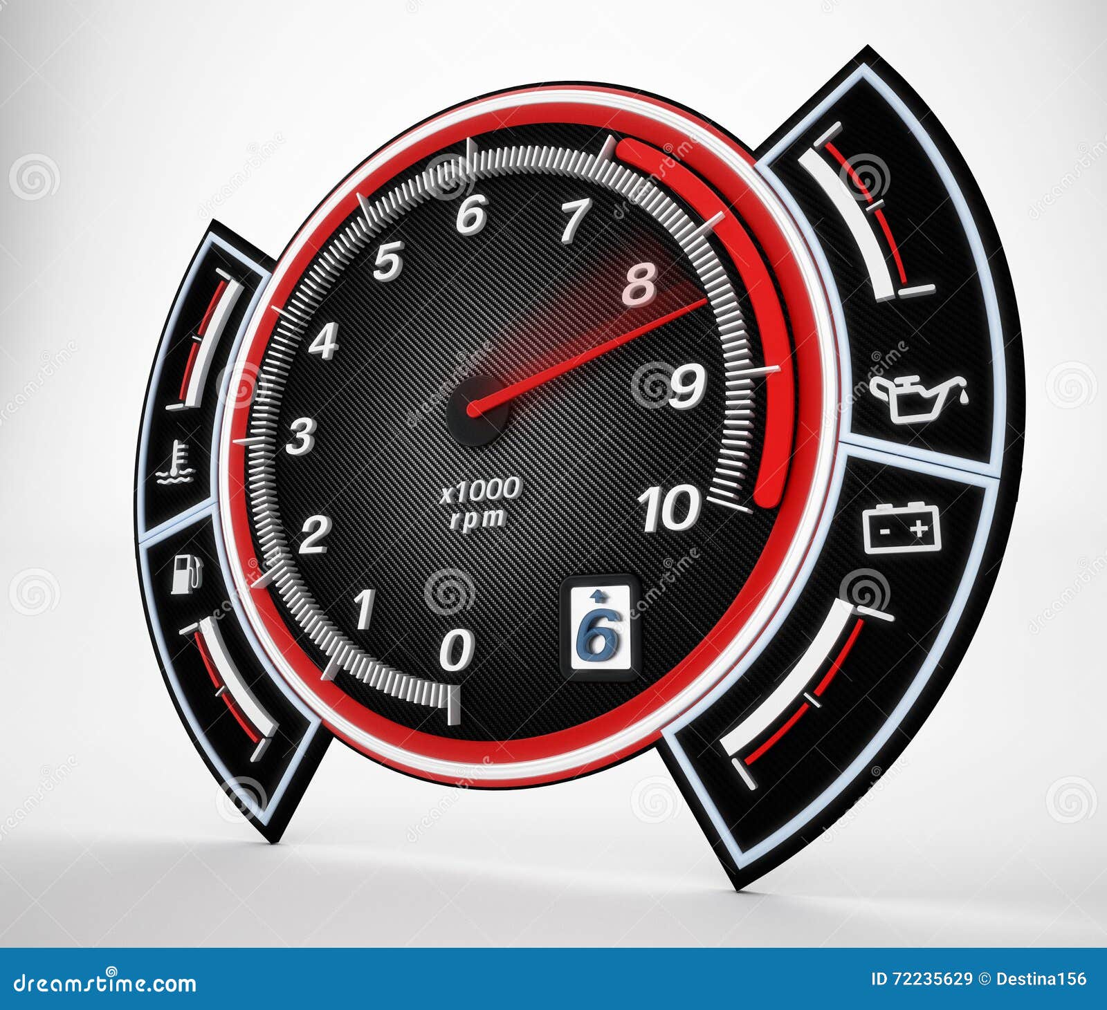 Engine RPM Gauge. 3D Illustration. Stock Illustration - Illustration of ...