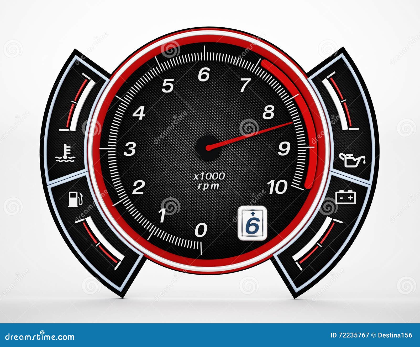 Engine RPM Gauge. 3D Illustration. | CartoonDealer.com #72235767