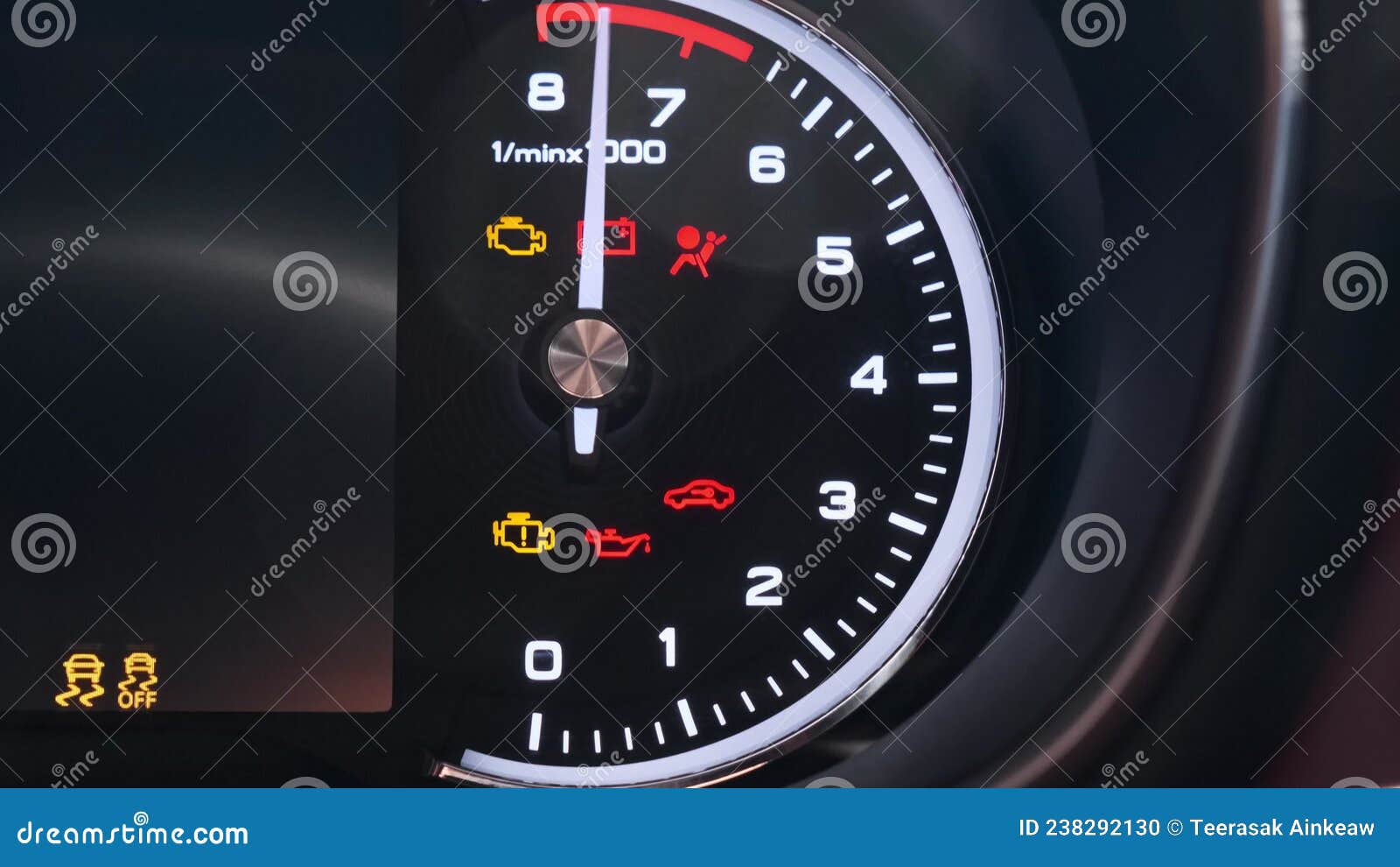 Engine Rpm. Interior of a Modern Car, Dashboard with an Engine Speed ...