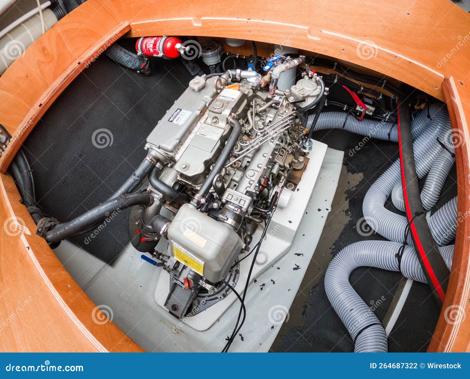 Engine of a Sailing Catamaran Stock Photo - Image of steel, power ...