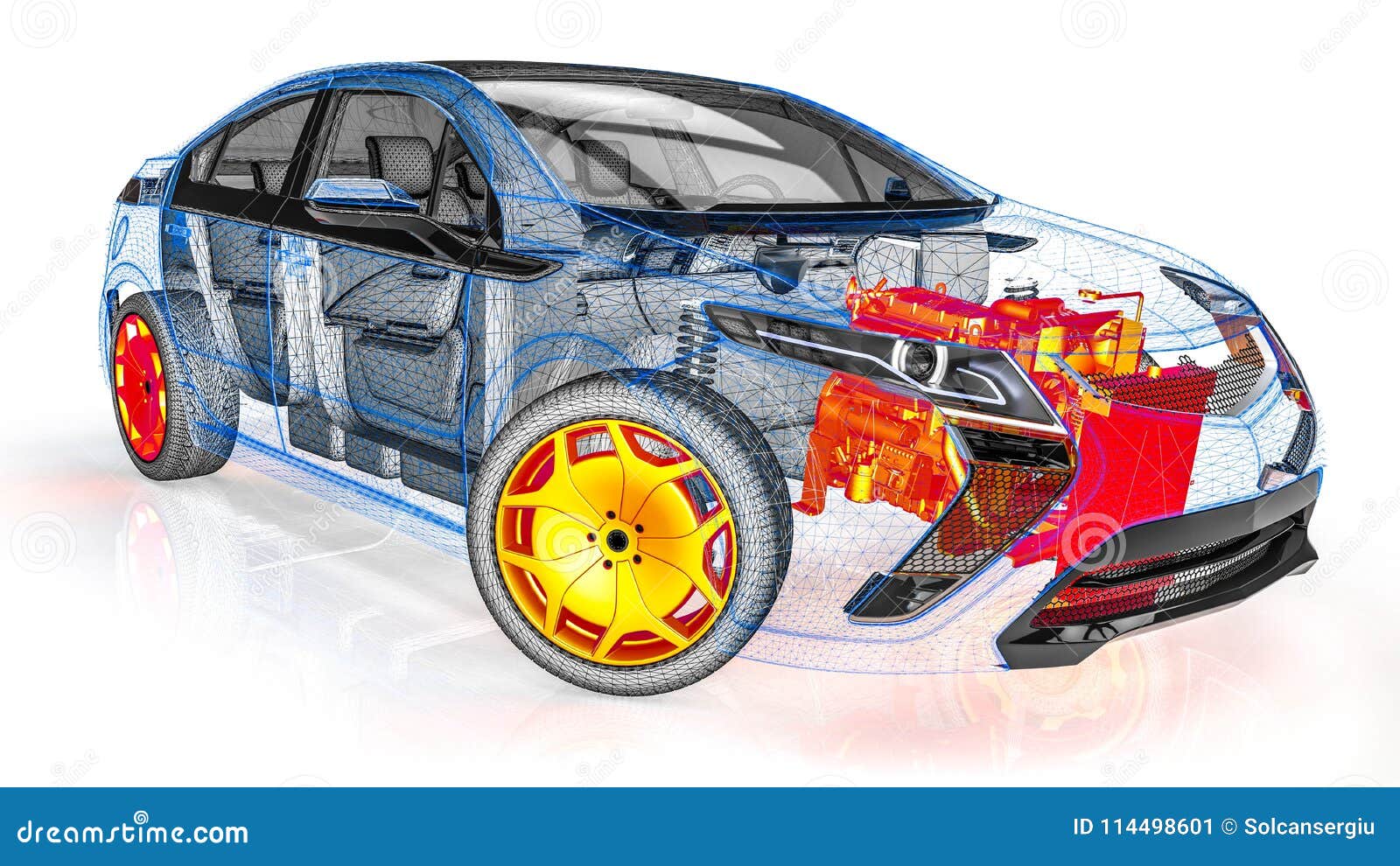 Engine Scan in an Wire Frame Car Stock Illustration - Illustration of ...