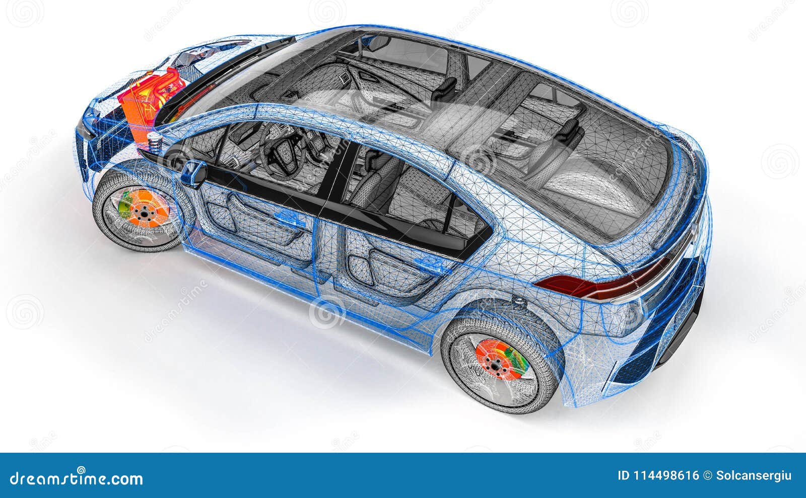 Engine Scan in an Wire Frame Car Stock Illustration - Illustration of ...