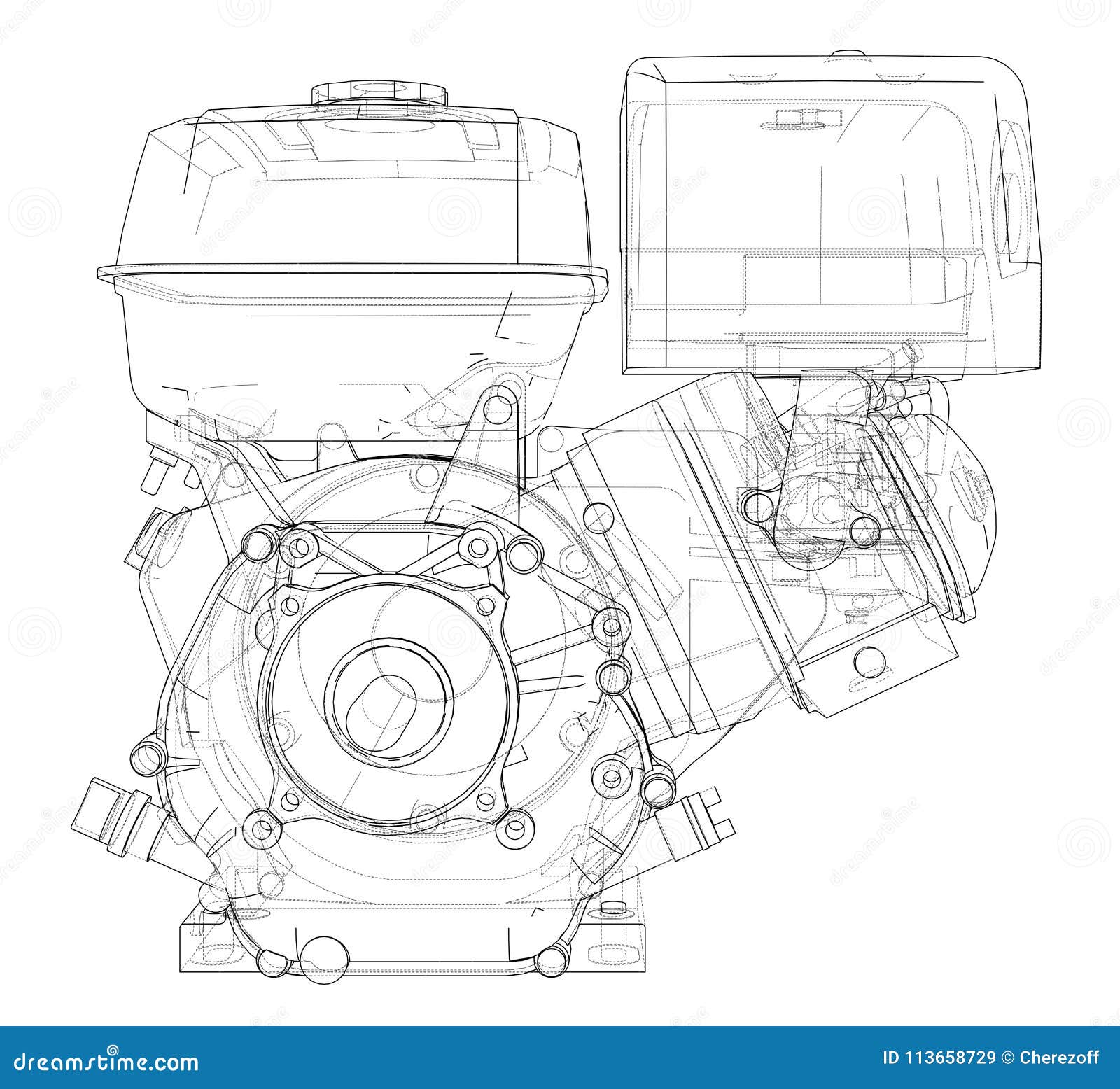 Engine Sketch. 3d Illustration Stock Illustration - Illustration of ...