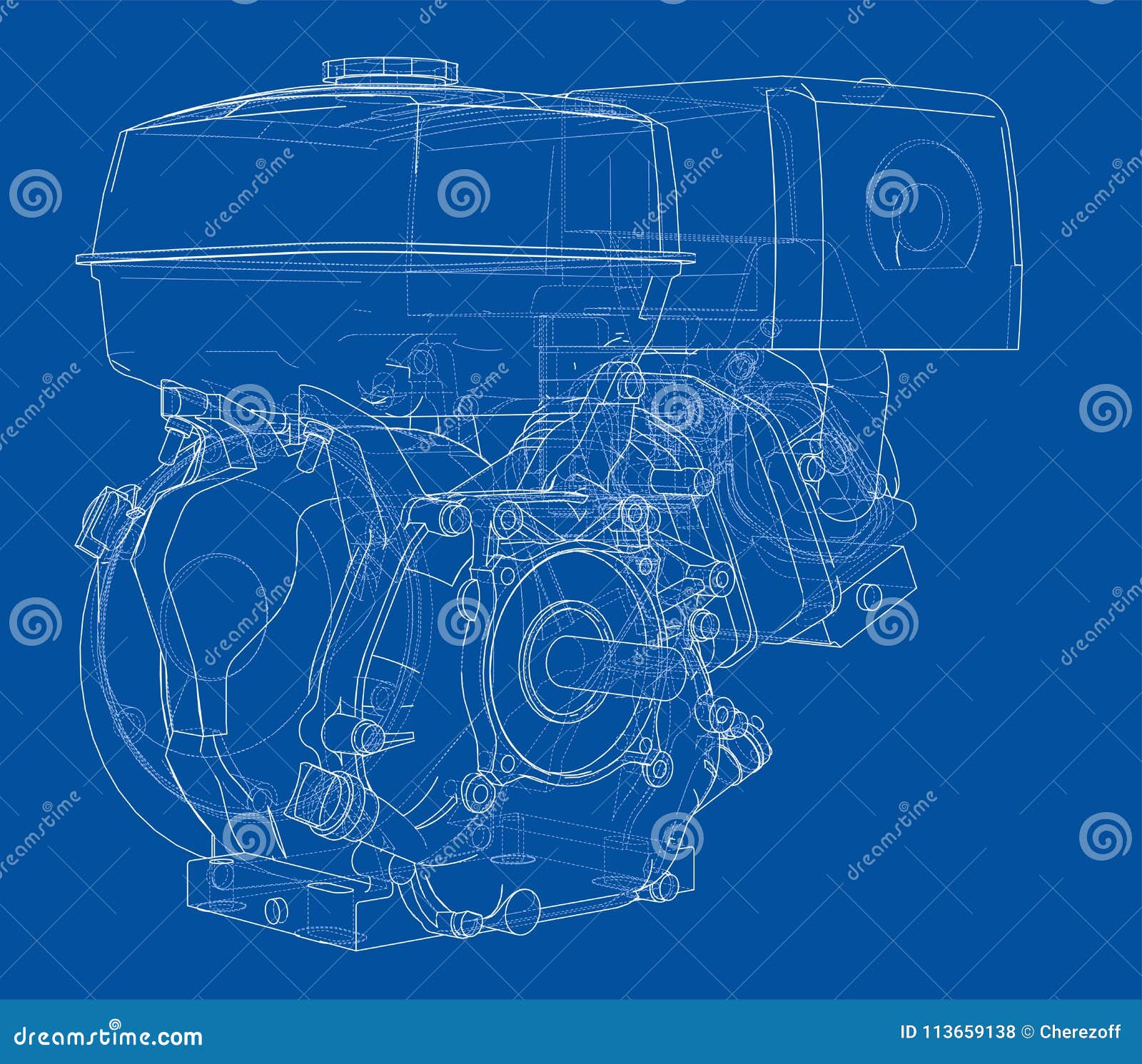 Engine Sketch. 3d Illustration Stock Illustration - Illustration of ...