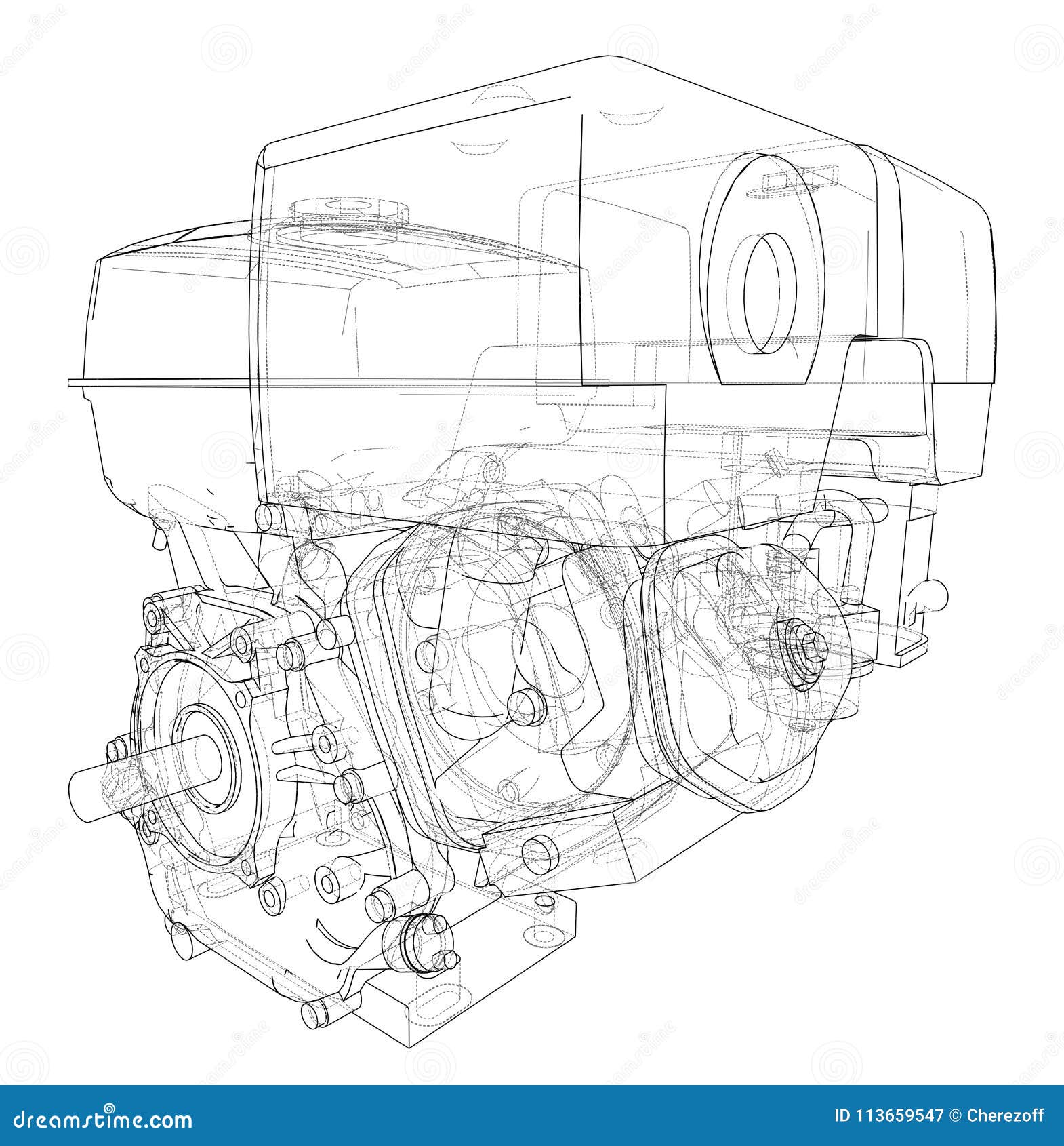 Engine Sketch. 3d Illustration Stock Illustration - Illustration of ...