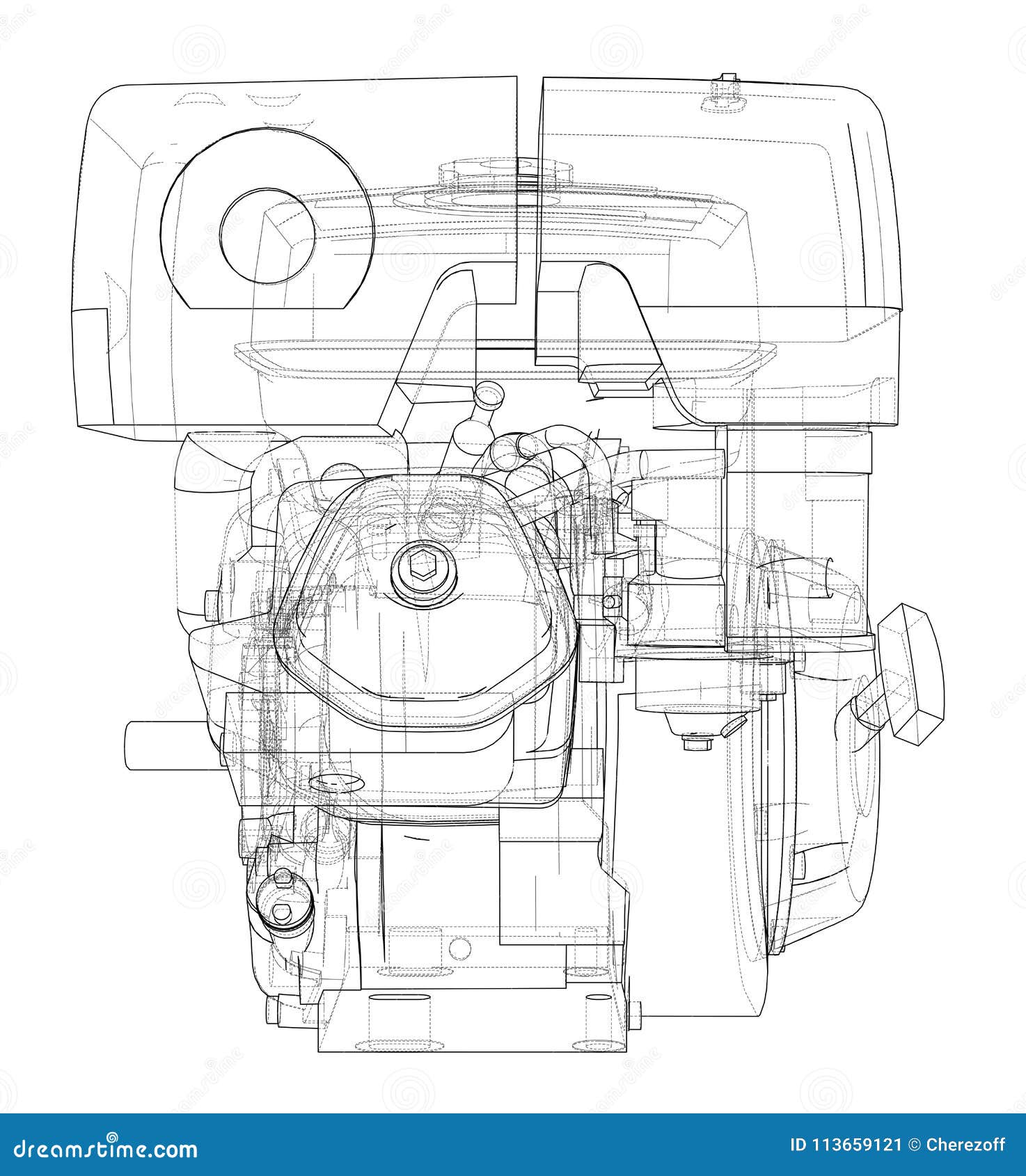 Engine Sketch. 3d Illustration Stock Illustration - Illustration of ...