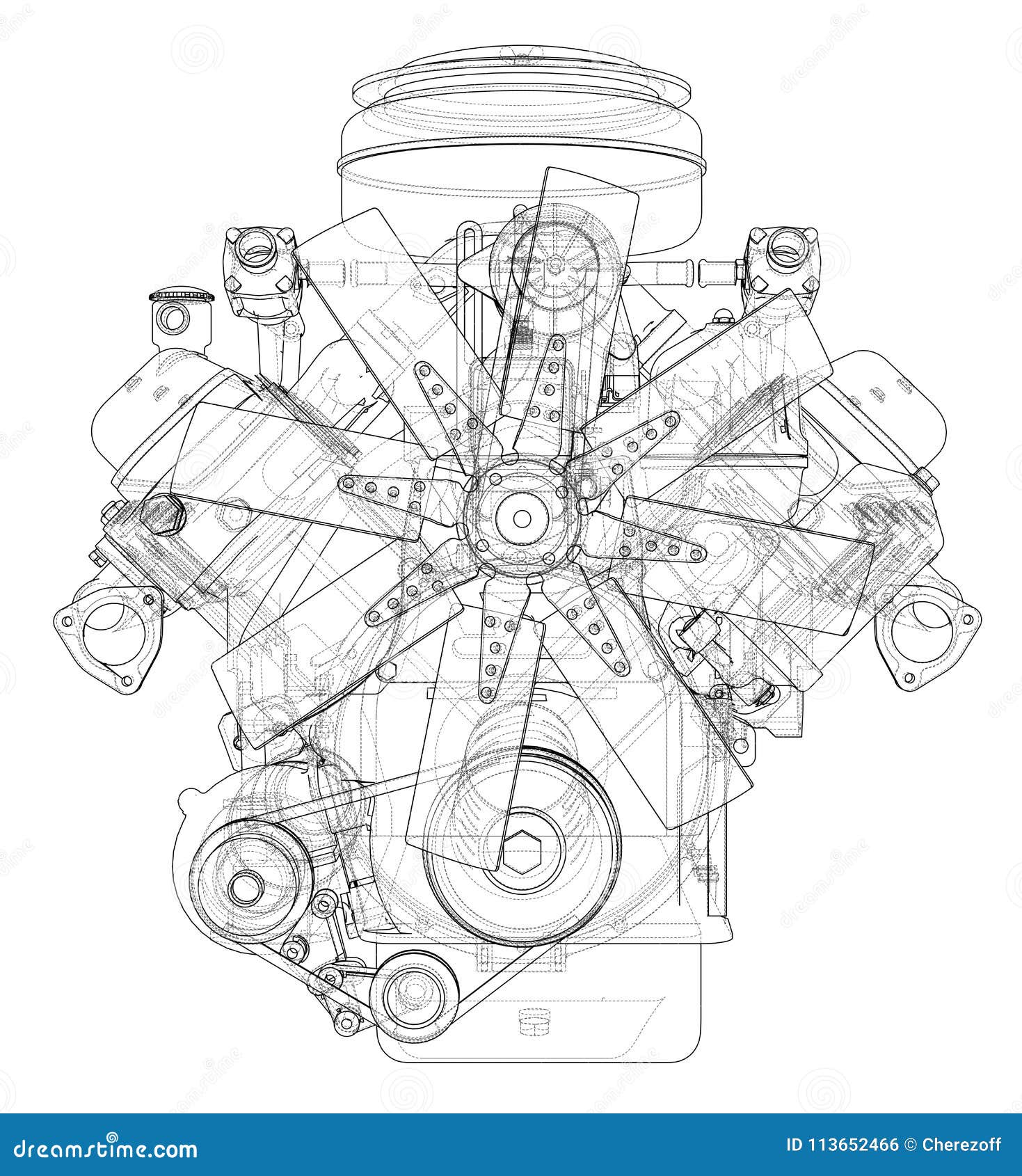 Engine Sketch. 3d Illustration Stock Illustration - Illustration of ...