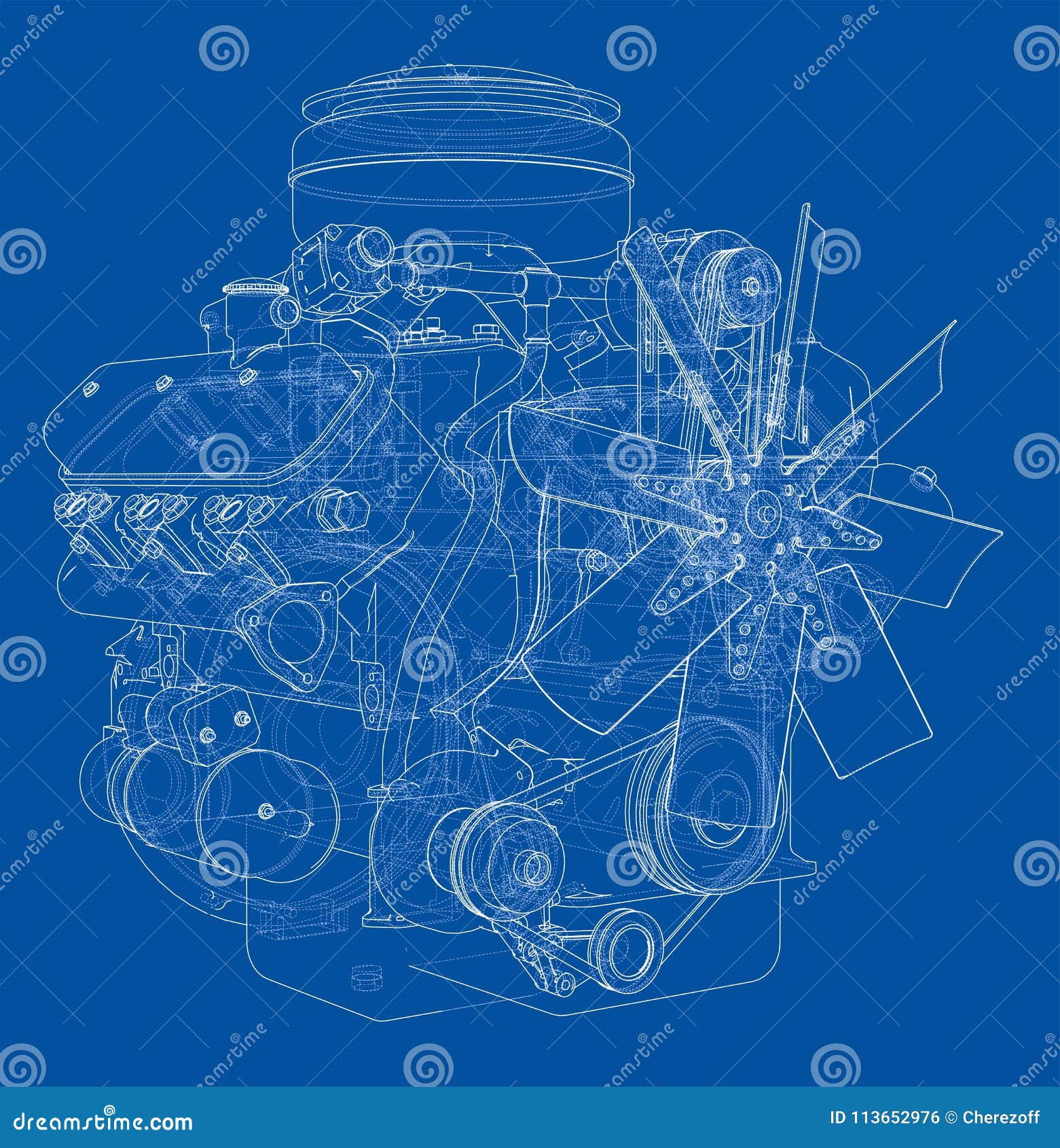 Engine Sketch. 3d Illustration Stock Illustration - Illustration of ...